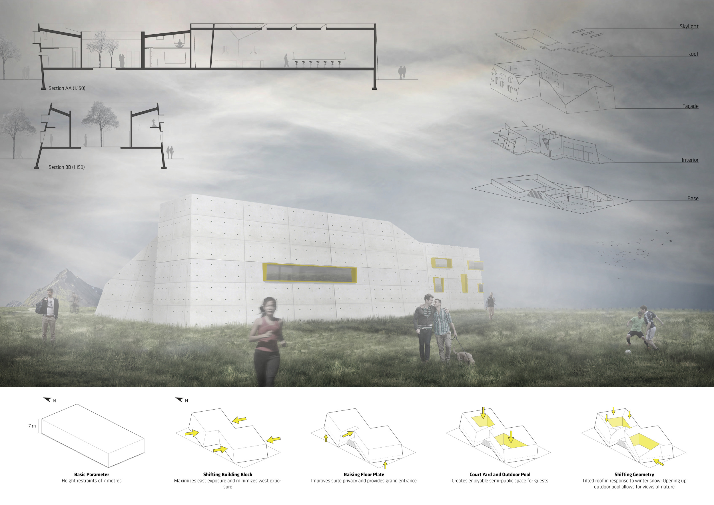 Architecture project // Geothermal Retreat with Concrete Interlocking ...