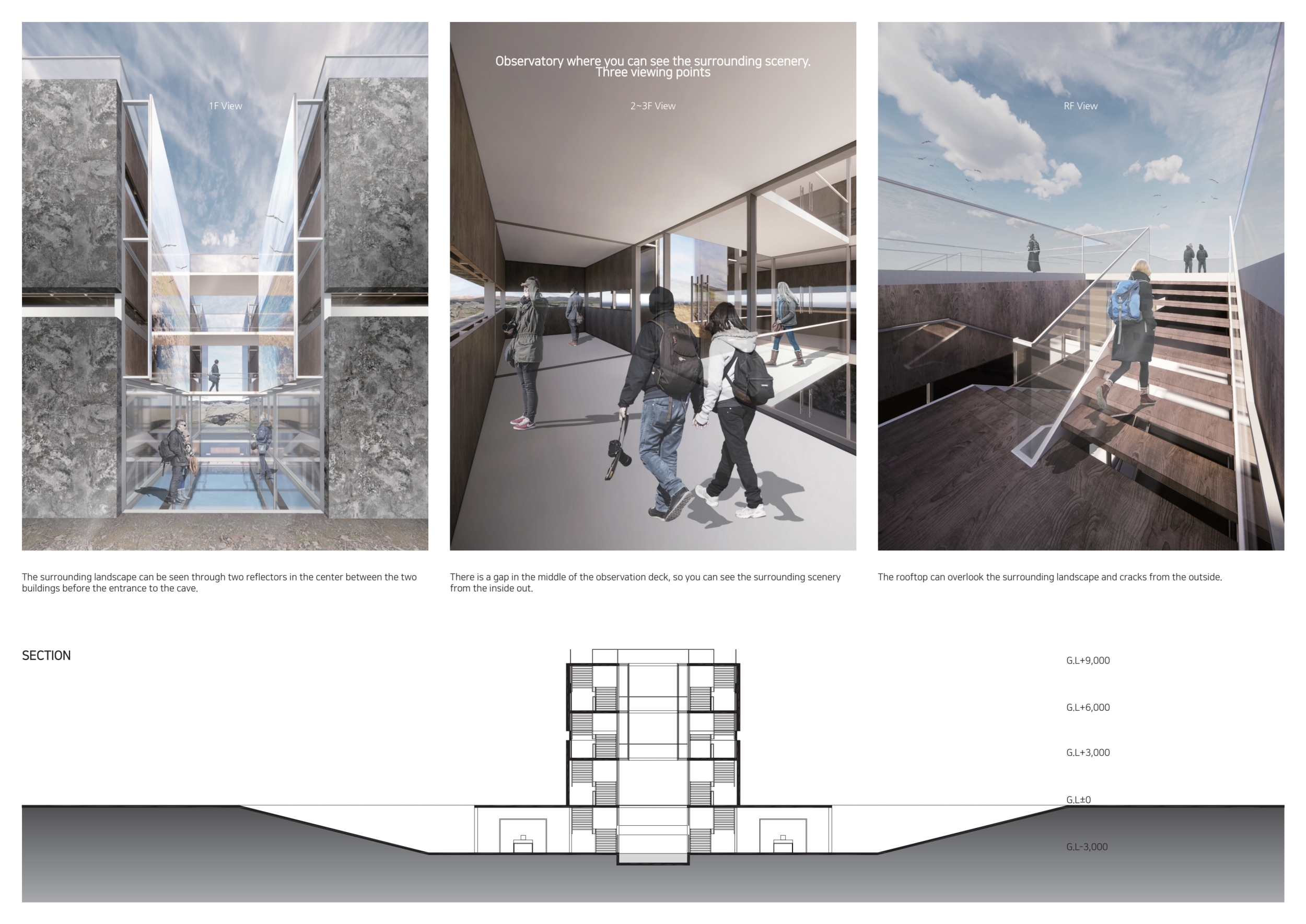 Architecture project // Tectonic Boundary Structure with Reflective ...