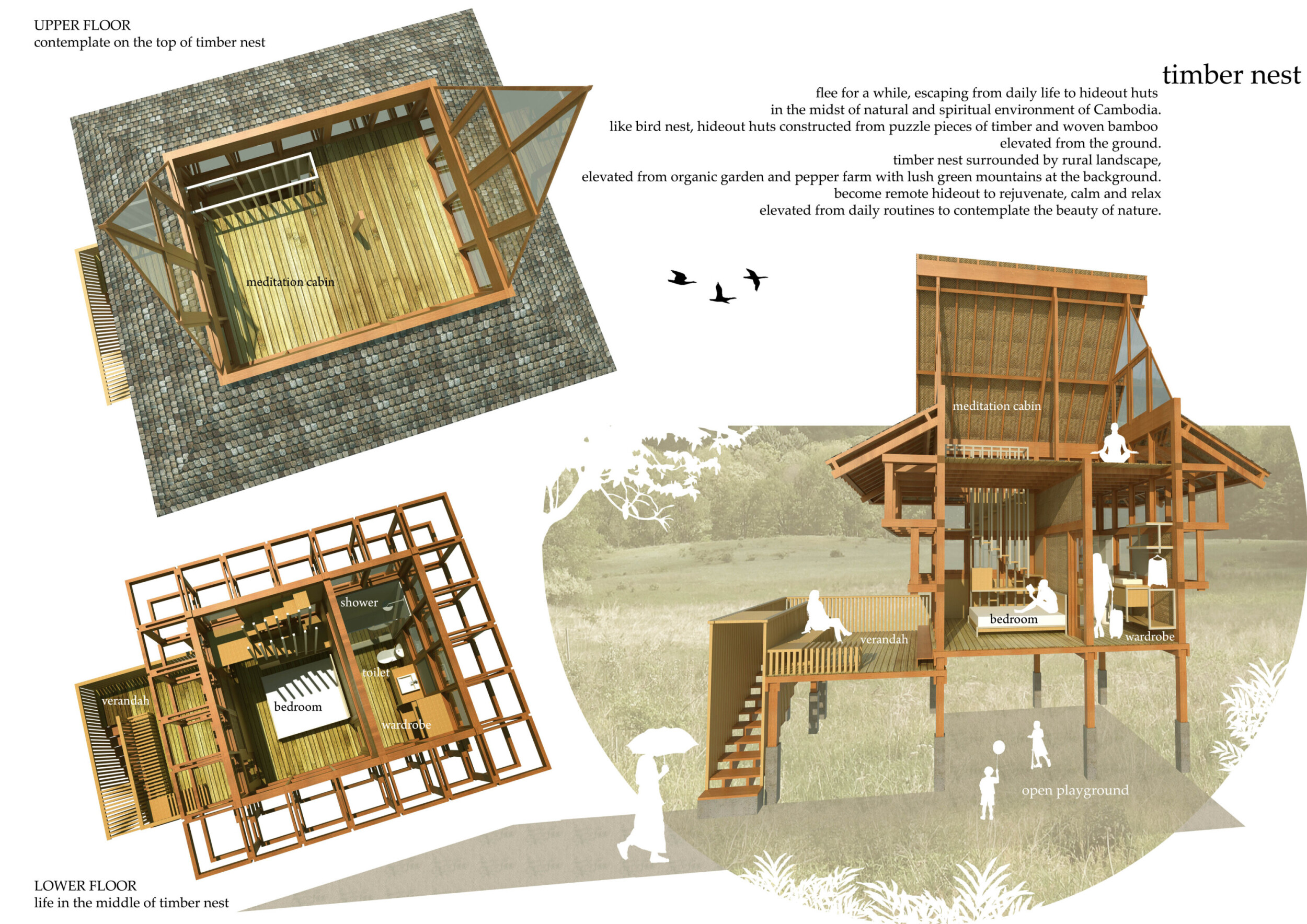 Architecture project // Woven Bamboo Huts Elevated Above Organic ...