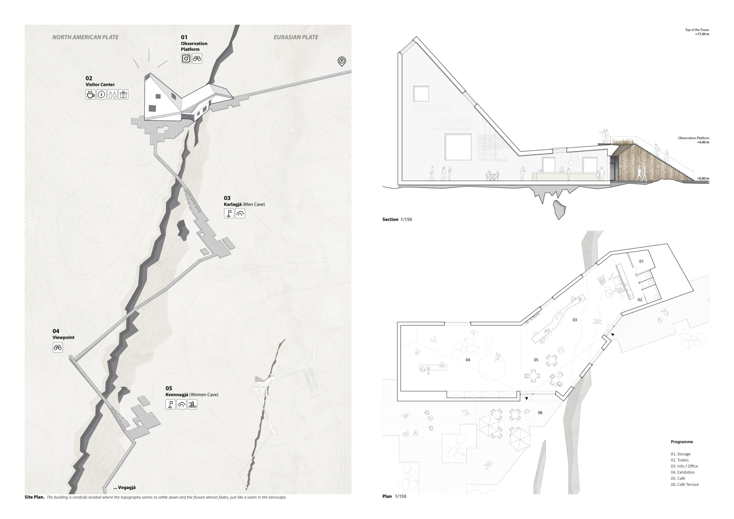 Architecture project // Timber Landmark Overlooking Tectonic Fissure ...