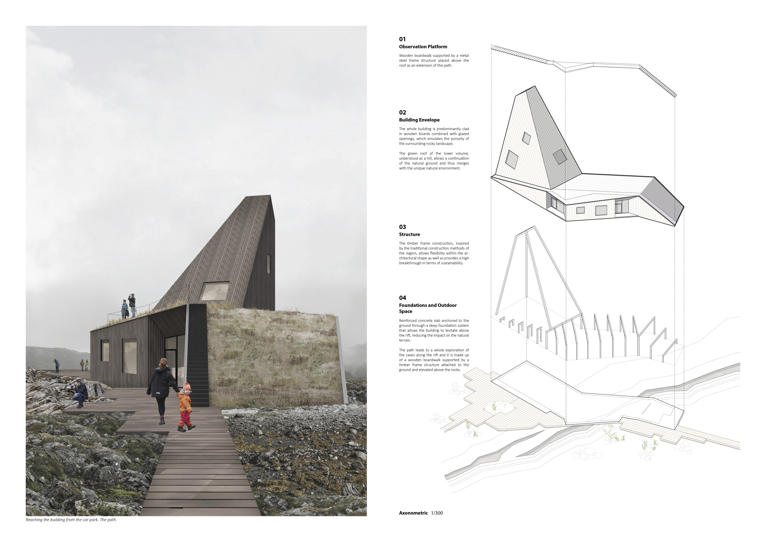 Architecture project // Timber Landmark Overlooking Tectonic Fissure ...