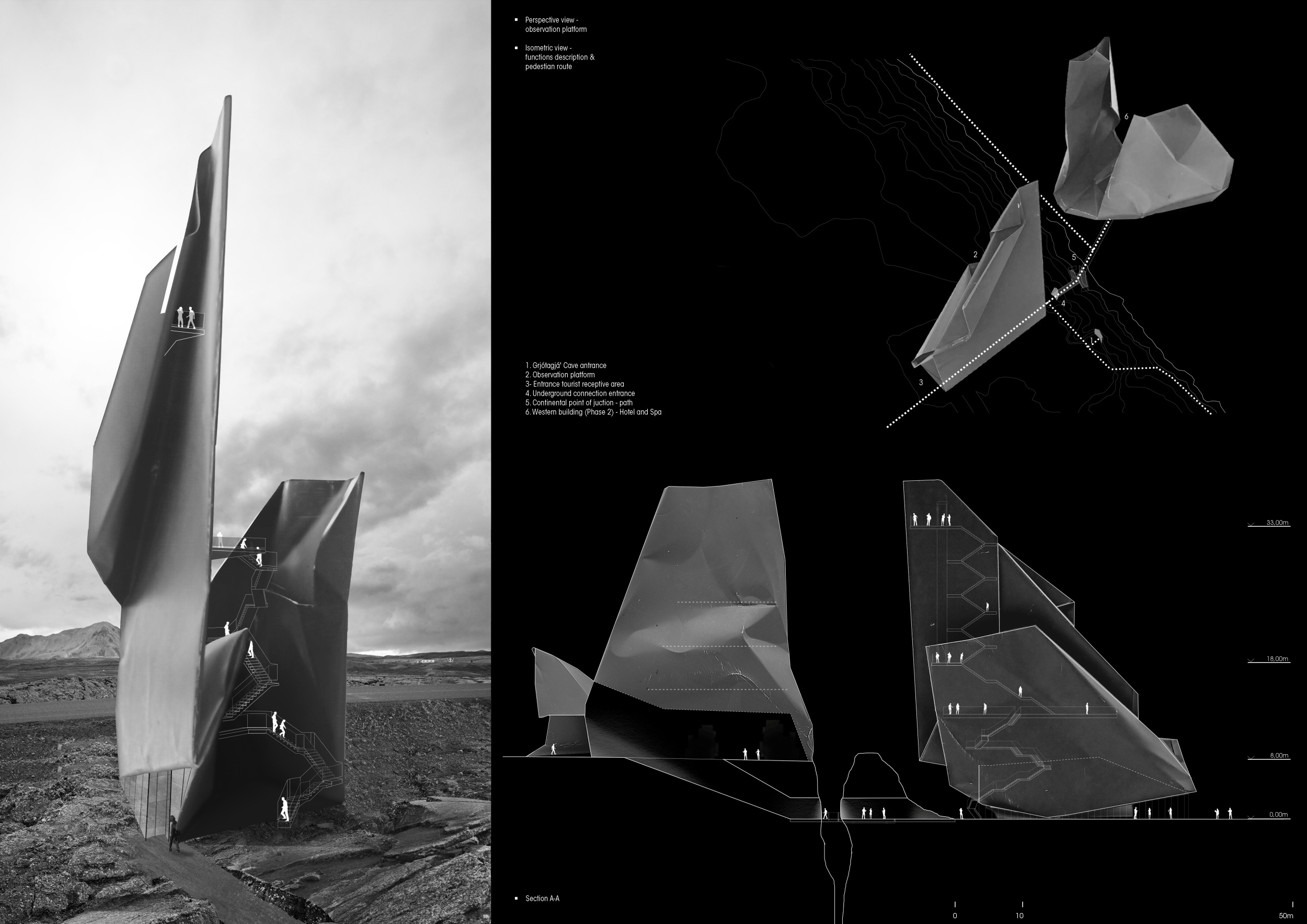 Architecture project // Tectonic-Inspired Tower with Steel Frame and ...