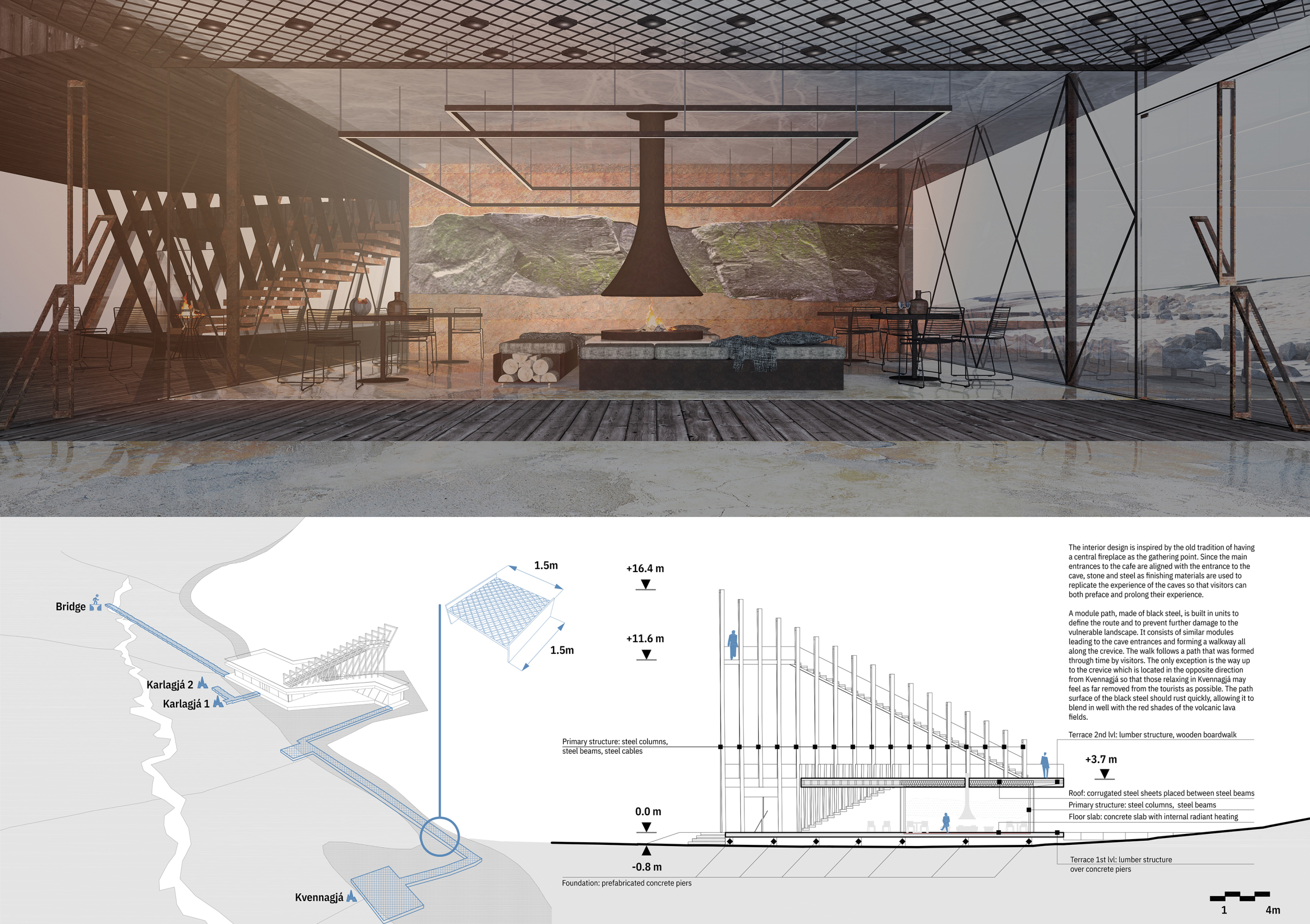 Architecture project // Mirrored Surfaces Reflecting Lava Formations in ...