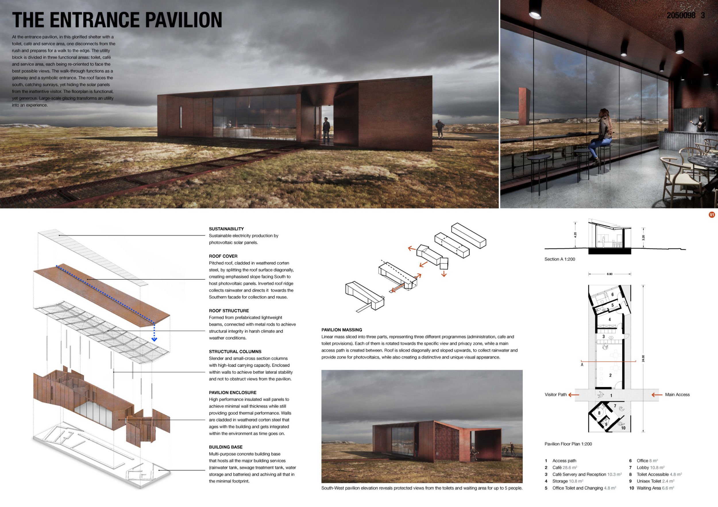 Architecture project // Corten Steel Pavilion Overlooking Tectonic Fissures