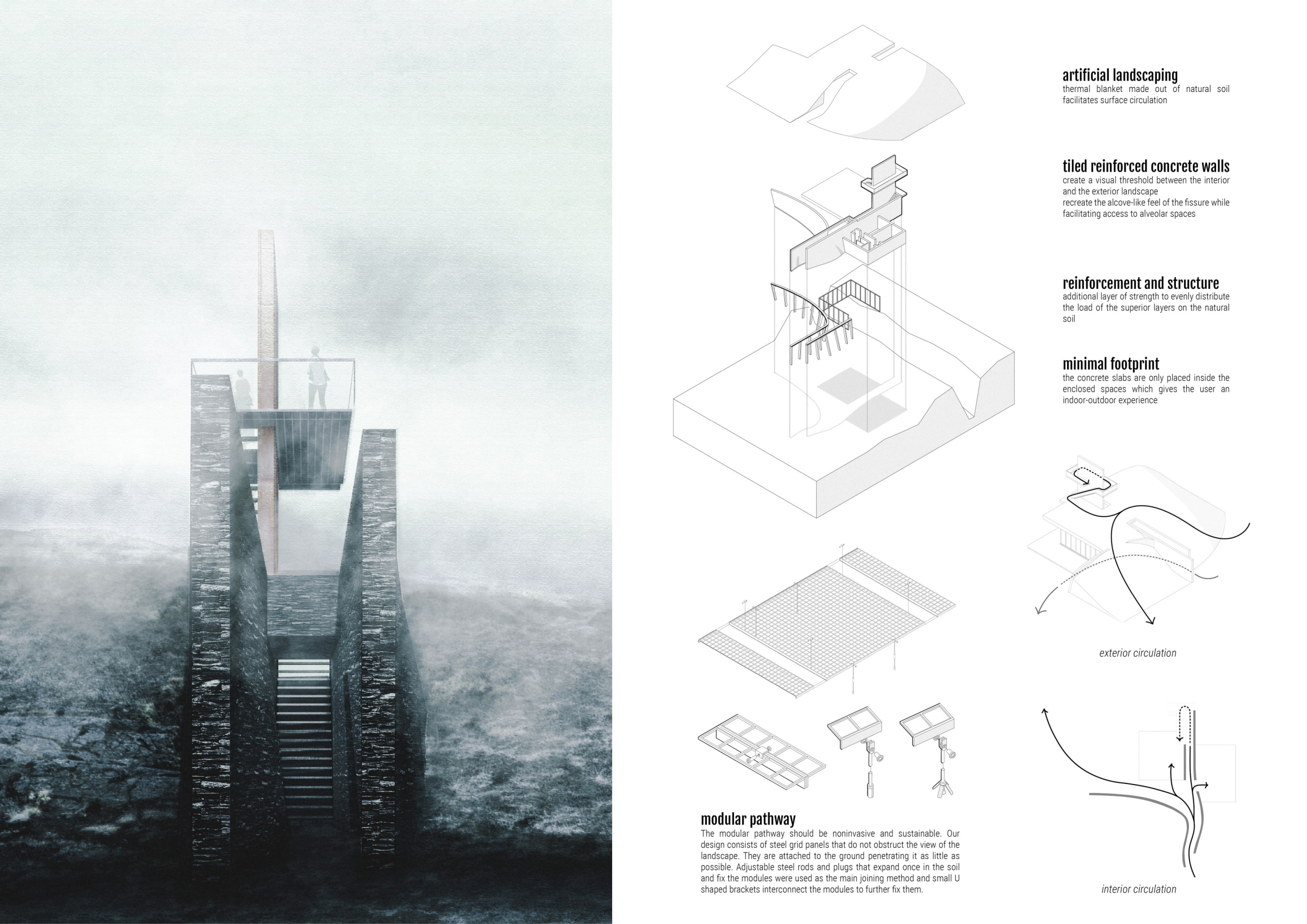 Architecture project // Tectonic Pathways with Reinforced Concrete and ...