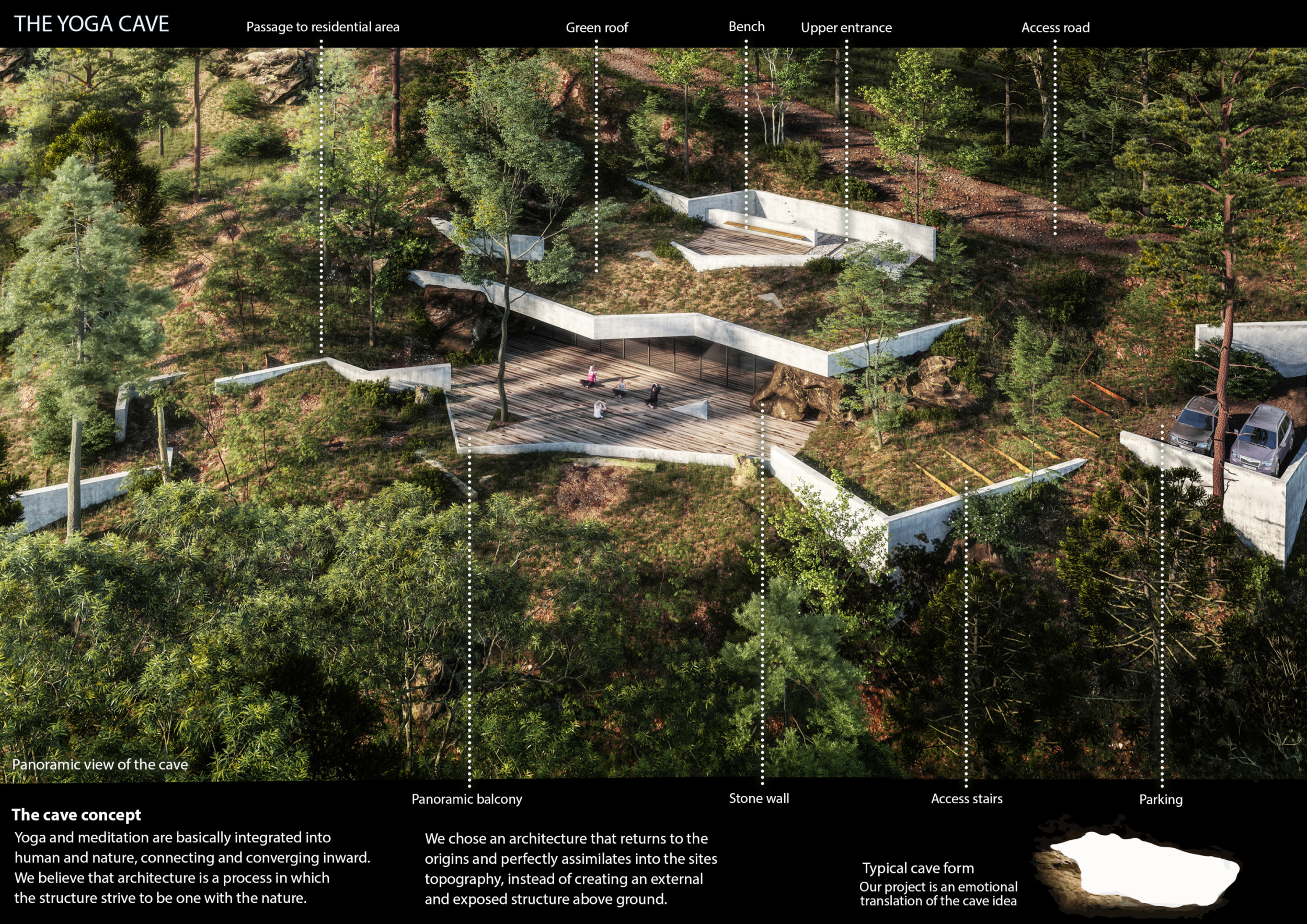 Architecture project // Cave-Inspired Retreat Featuring Local Stone and ...