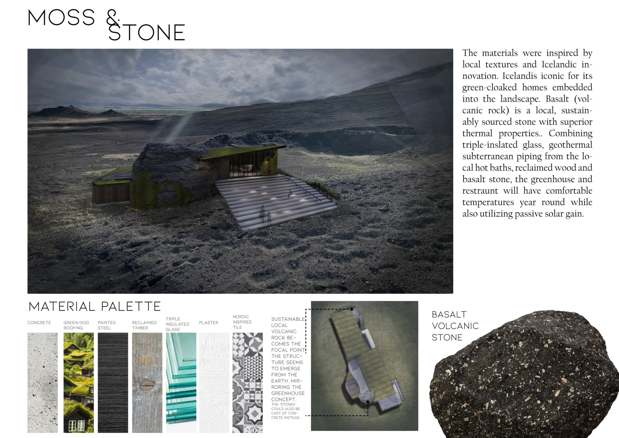 Architecture project // Basalt Structures and Green Roof Integration in ...