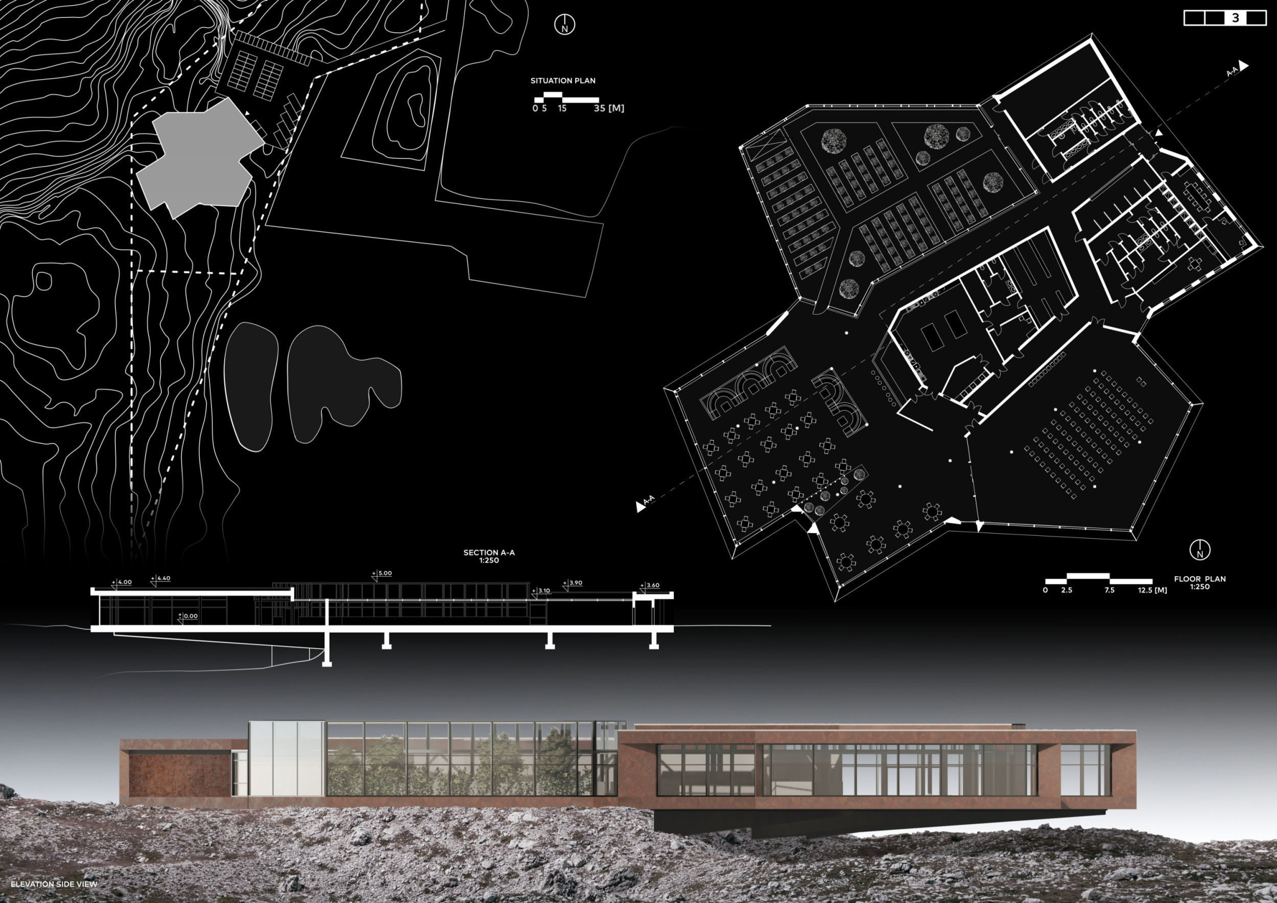 Architecture project // Basalt-Inspired Structure with Glass Roof ...