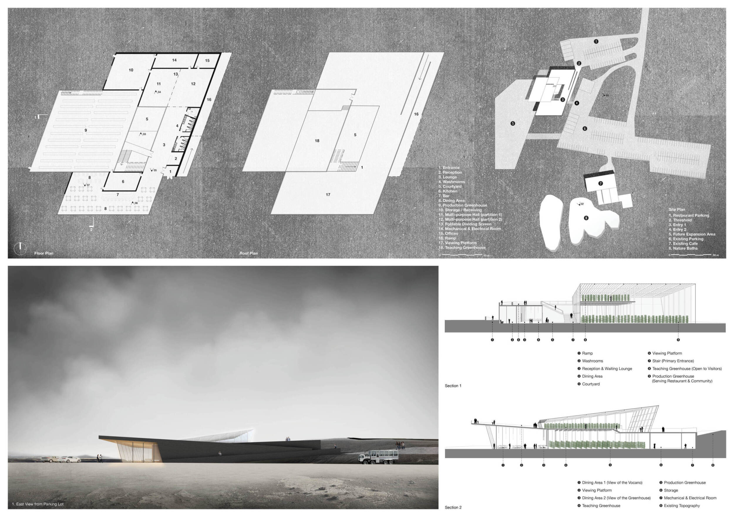 Architecture project // Basalt Cladding and Etfe Roof Overlooking ...