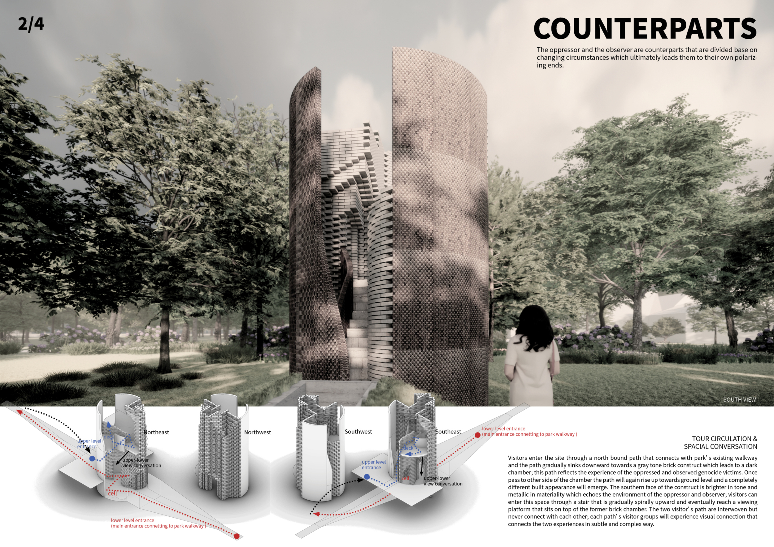 Architecture project // Gray Bricks and Metal Plates Reflecting ...