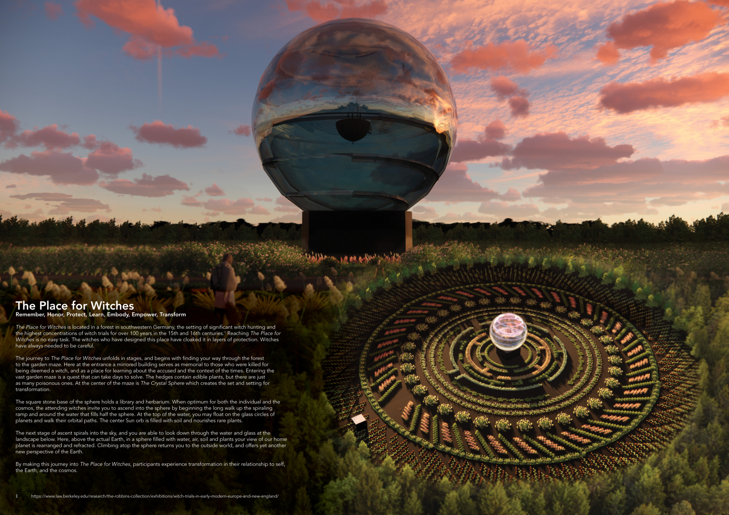 Architecture project // Reflective Memorial in a Garden Maze Encased in ...