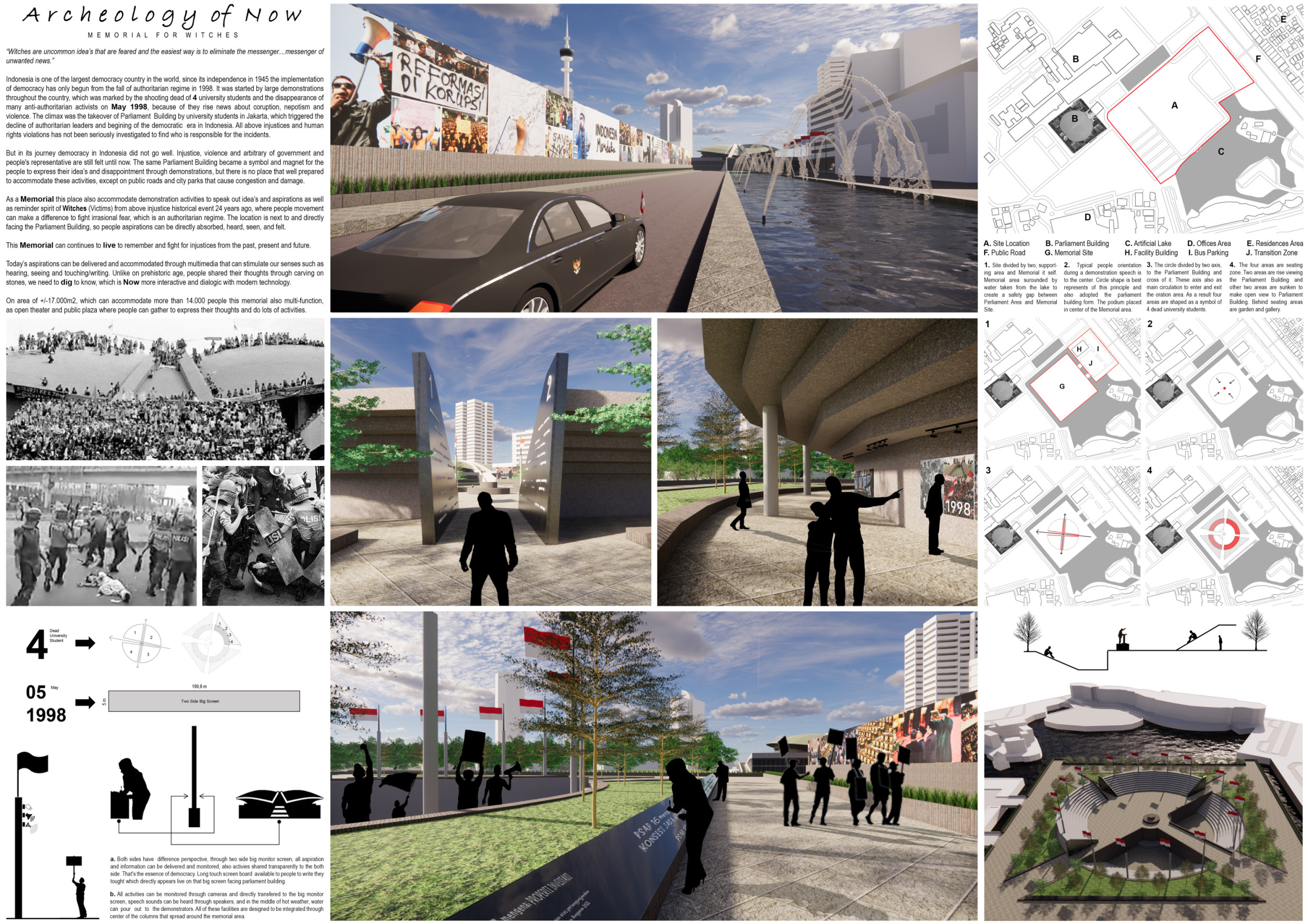 Architecture project // Podium-Centered Memorial with Interactive ...