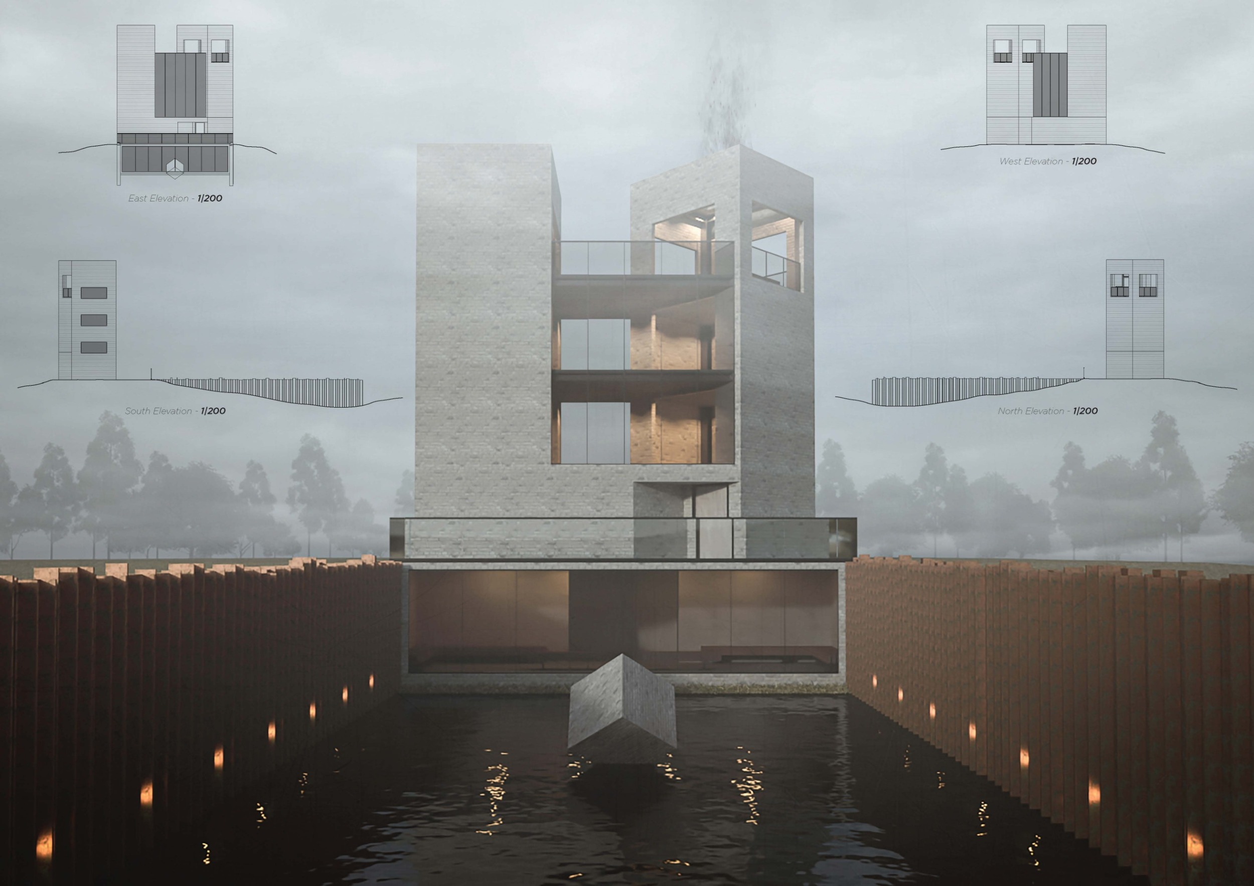 Architecture project // Steel and Stone Observation Tower Enhancing ...