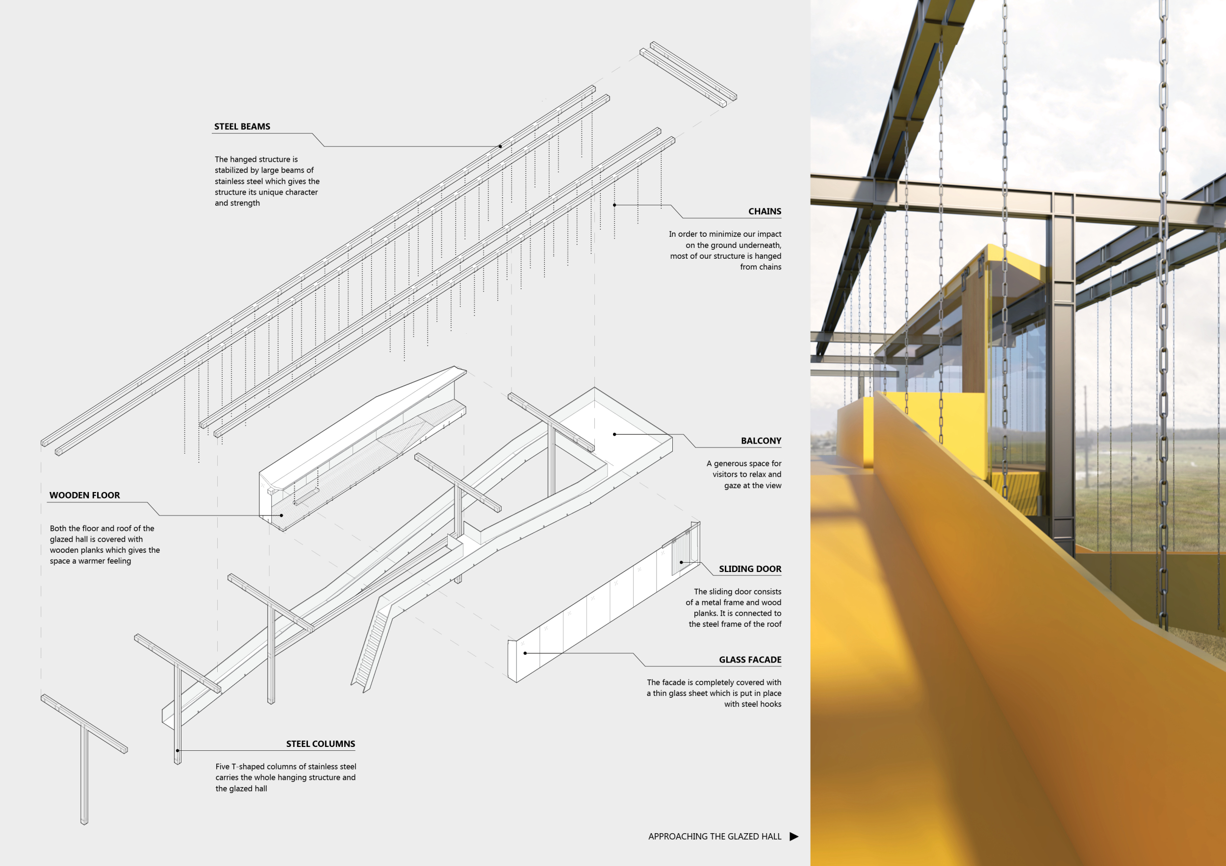 Architecture project // Suspended Steel and Yellow Pathways in a ...
