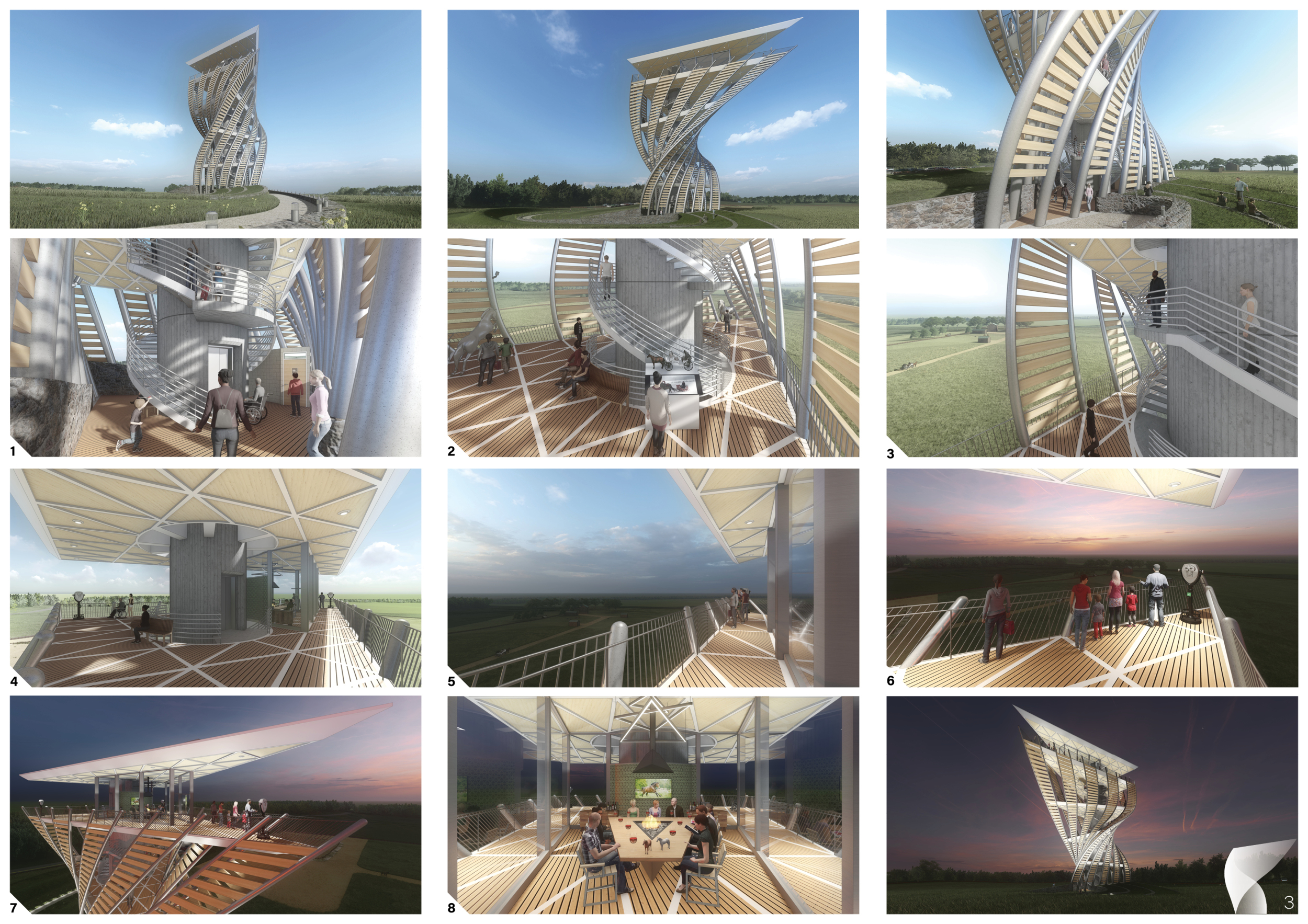 Architecture project // Twisting Steel Frame and Composite Wood Panels ...
