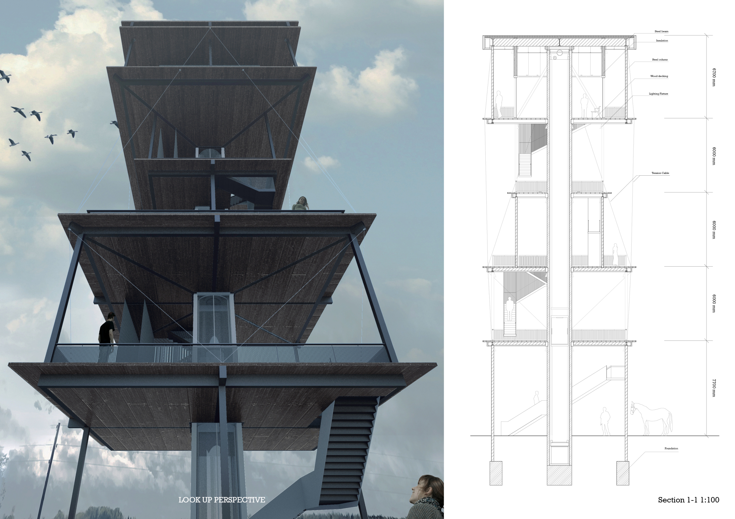 Architecture project // Elevated Viewing Structure Crafted from Steel ...