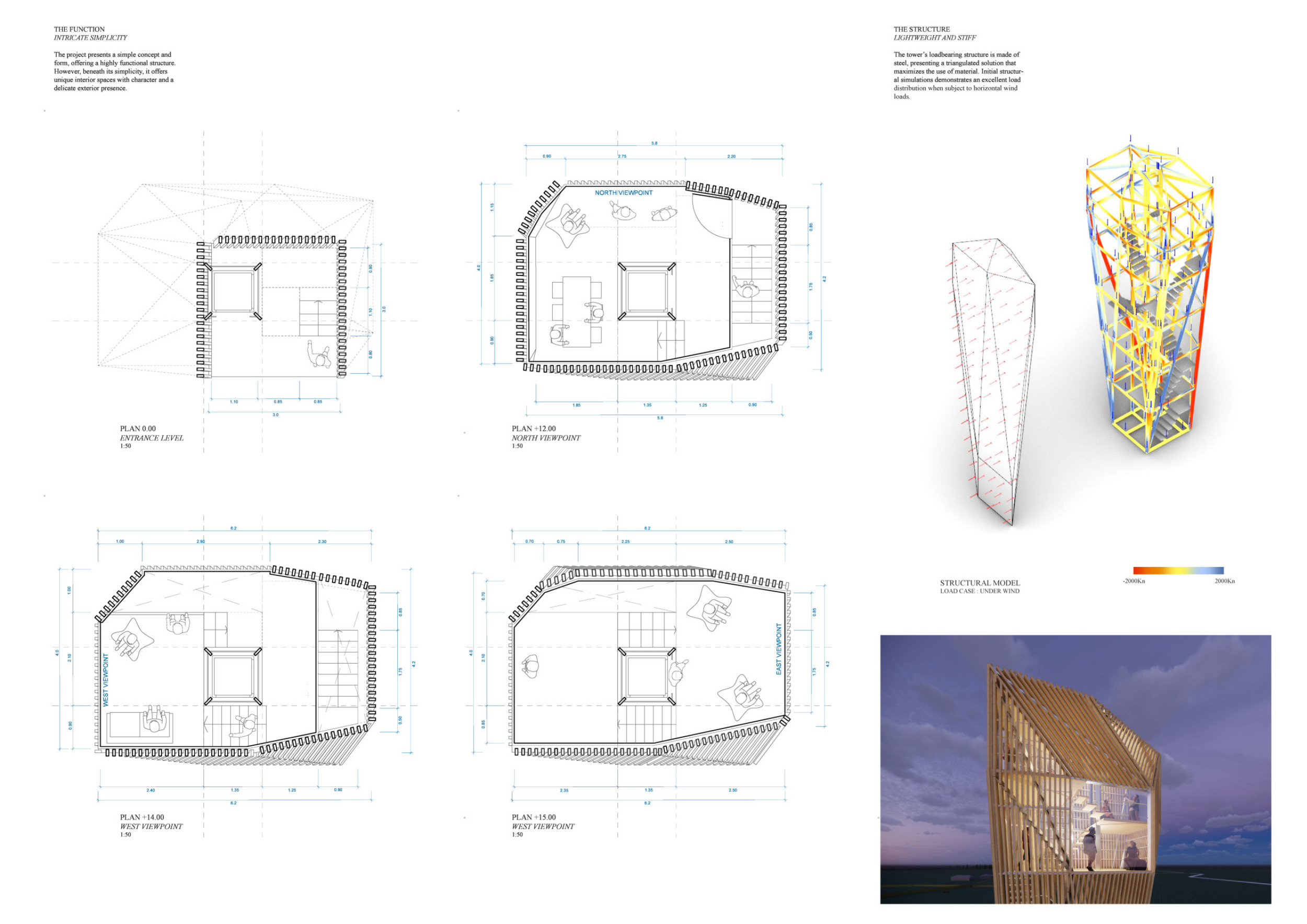 Architecture project // Faceted Watchtower of Steel and Timber Offering ...