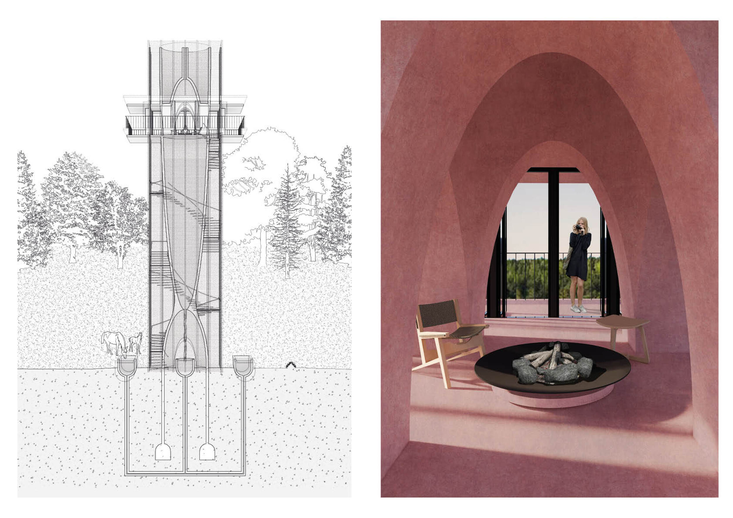 Architecture project // Concrete Reservoir with Steel Columns ...