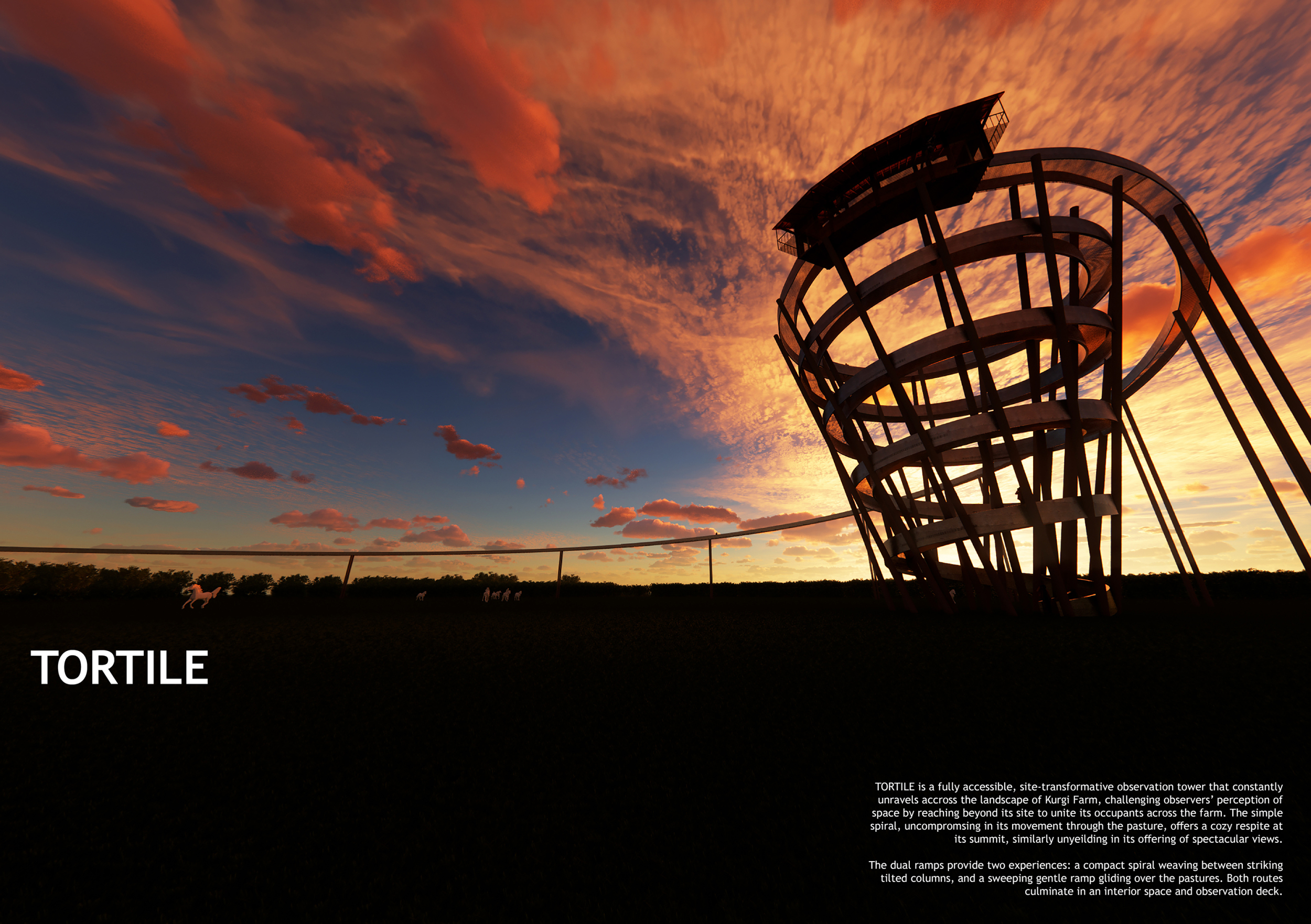 Architecture project // Tilted Columns and Metal Grates Framing ...
