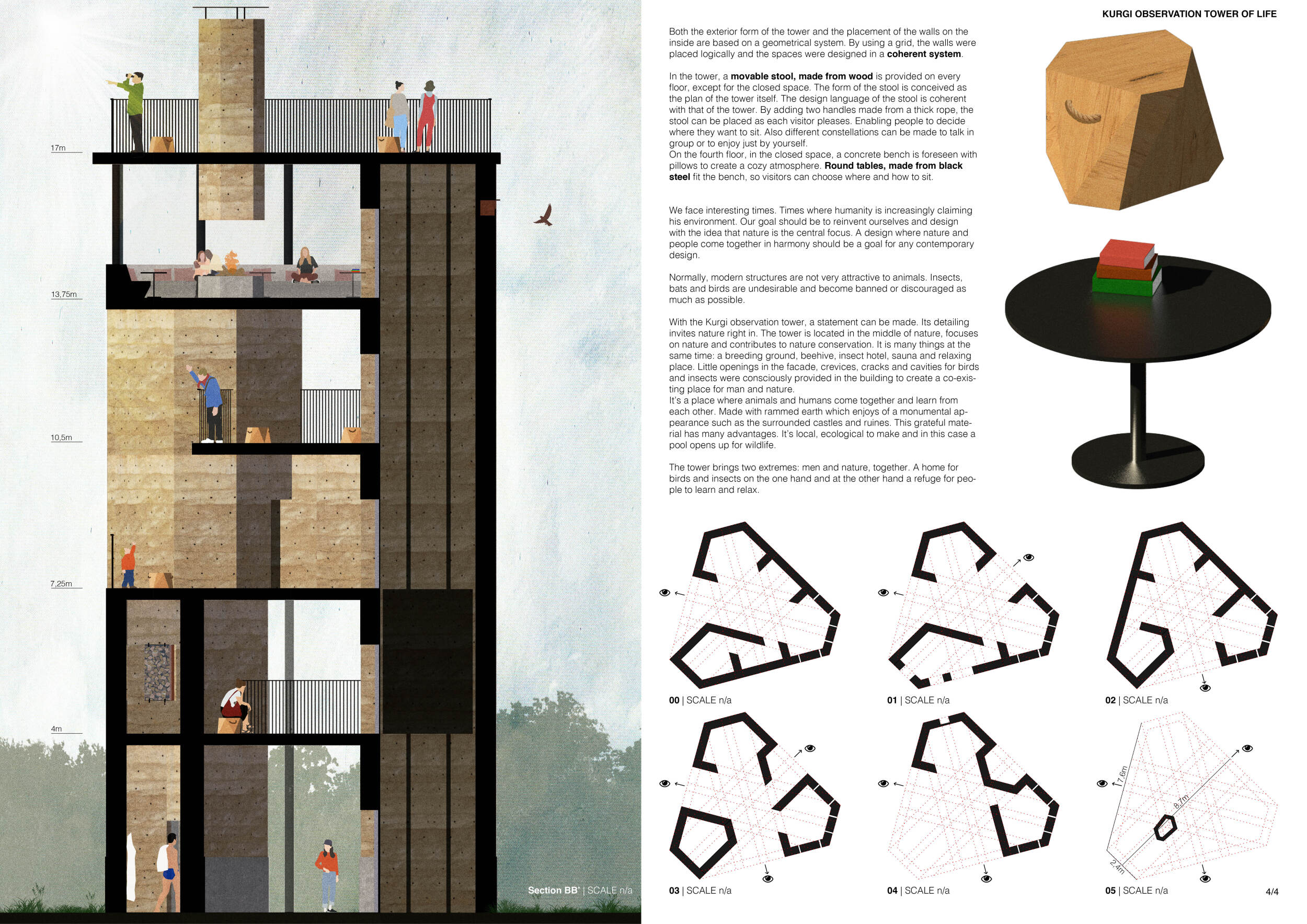 Architecture project // Rammed Earth Observation Tower Seamlessly ...