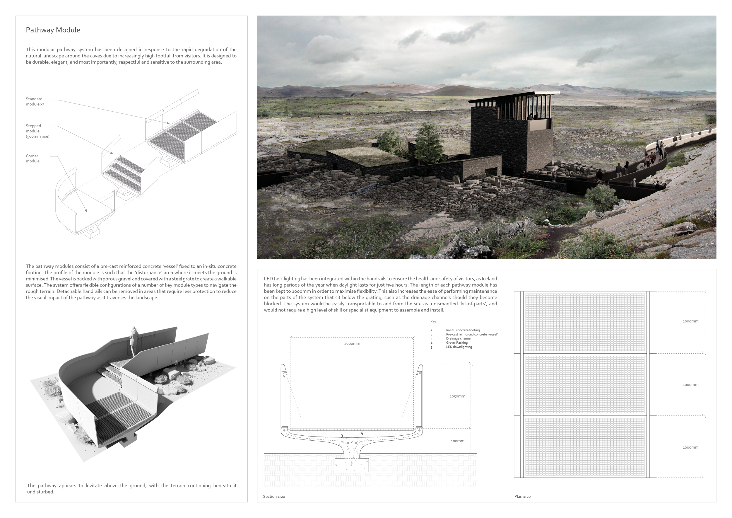Architecture project // Basalt and Weathered Steel Visitor Centre ...