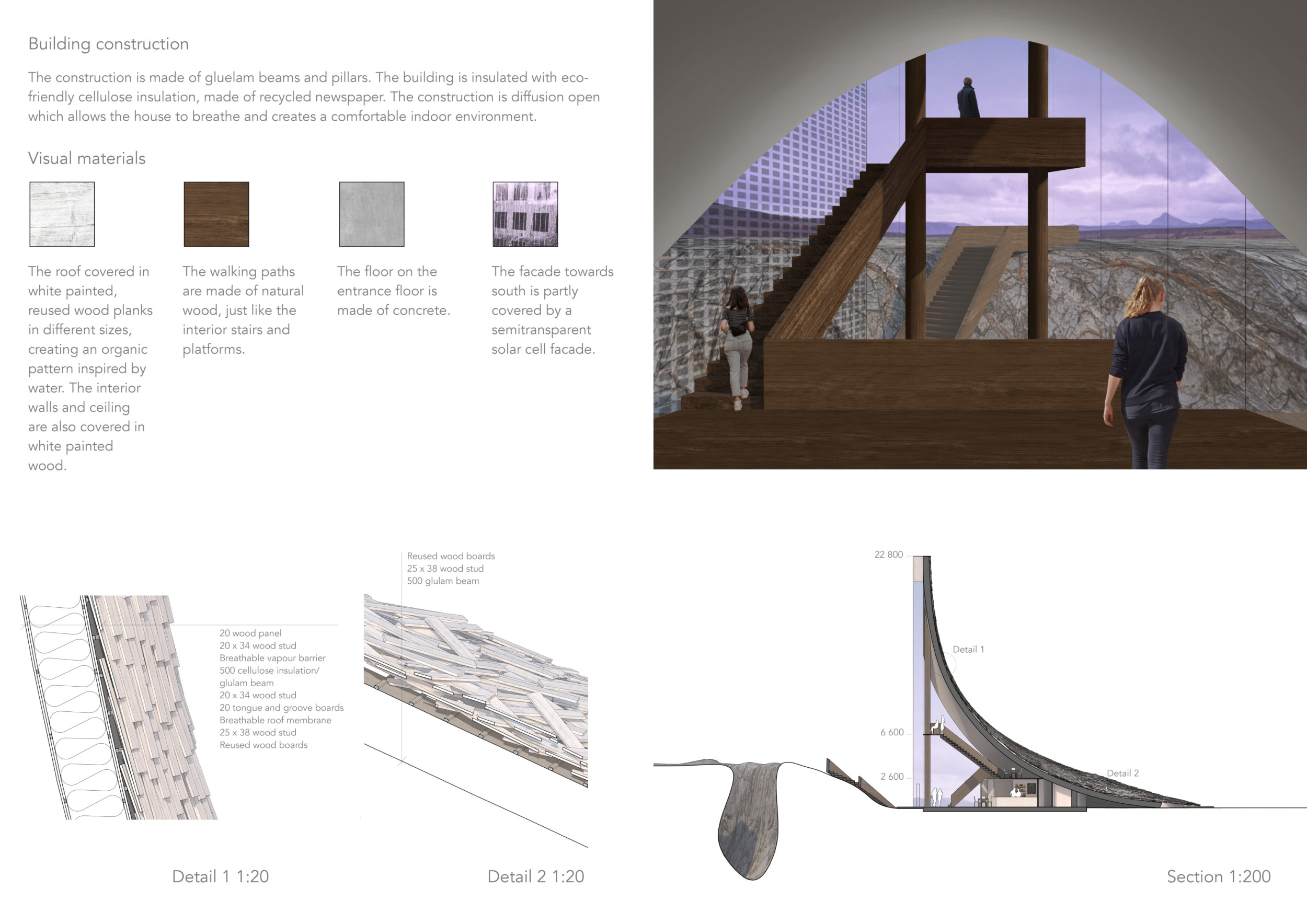 Architecture project // Waterfall-Inspired Visitor Center with Reused ...
