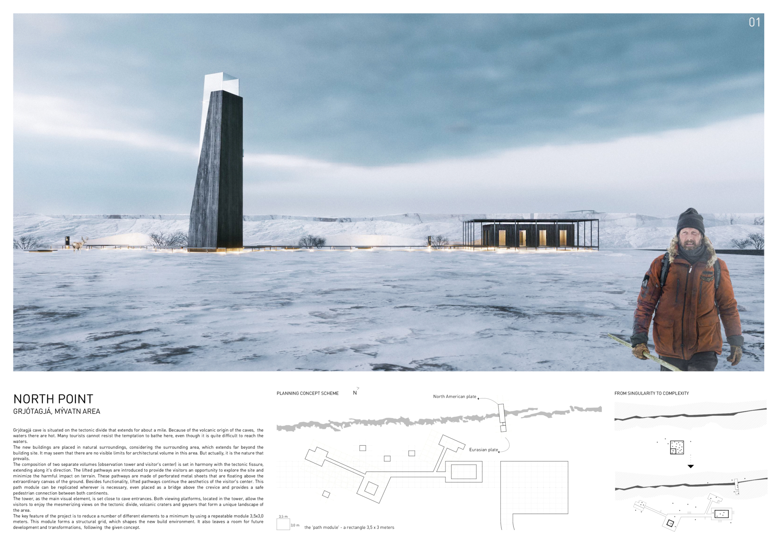 Architecture project // Sculptural Tower with Lifted Pathways and ...