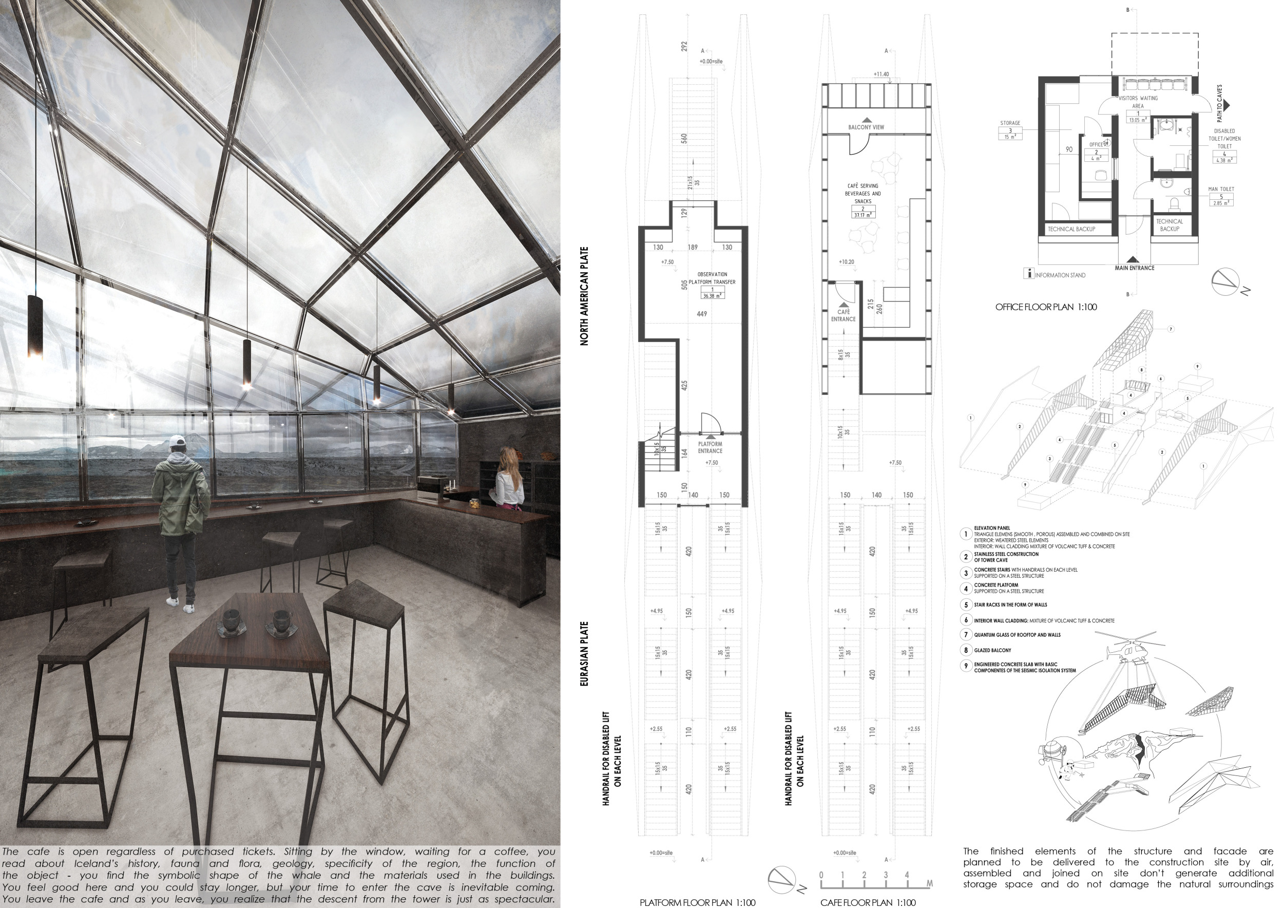 Architecture project // Weathered Steel Tower Bridging Tectonic Plates ...