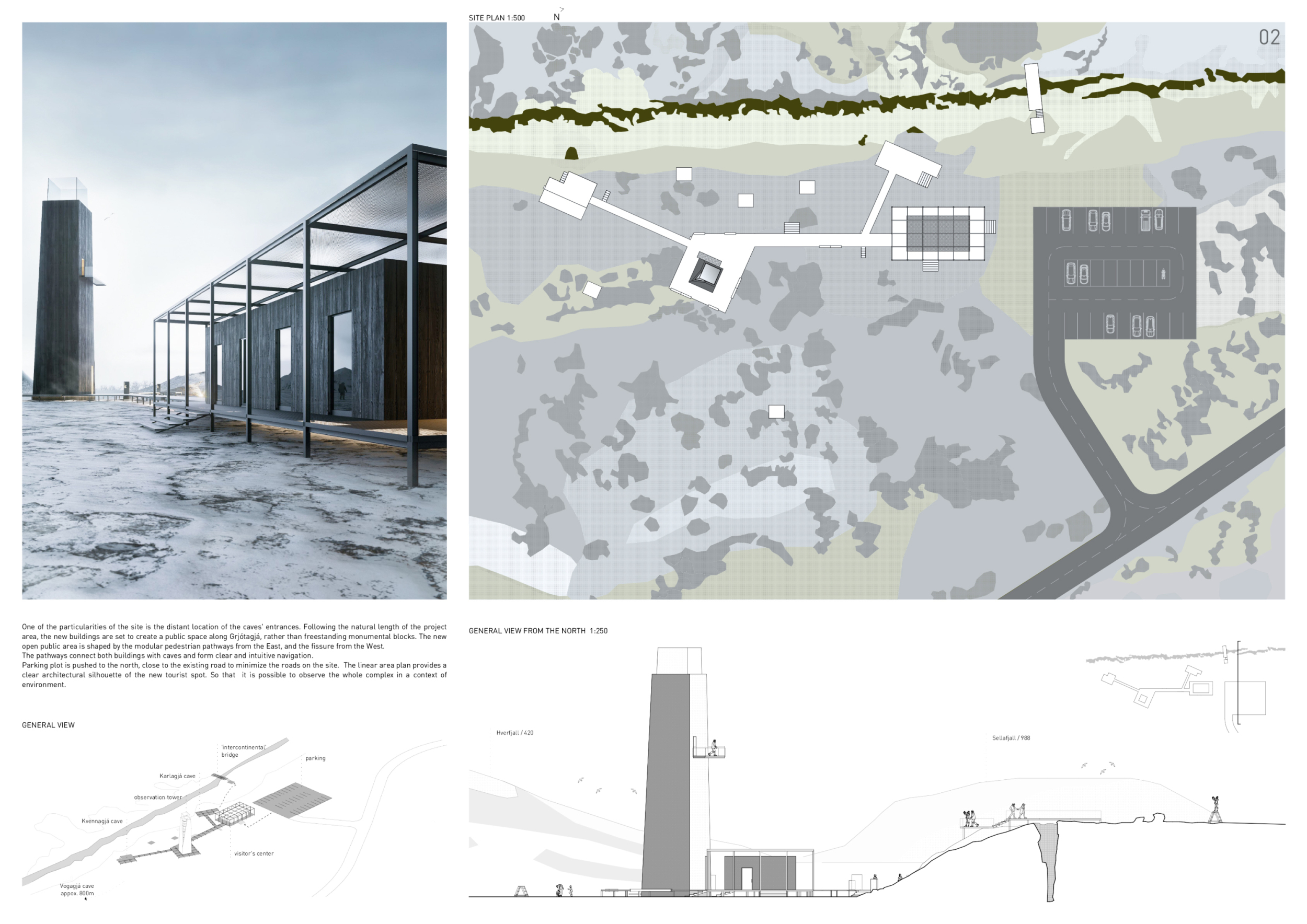 Architecture project // Sculptural Tower with Lifted Pathways and ...