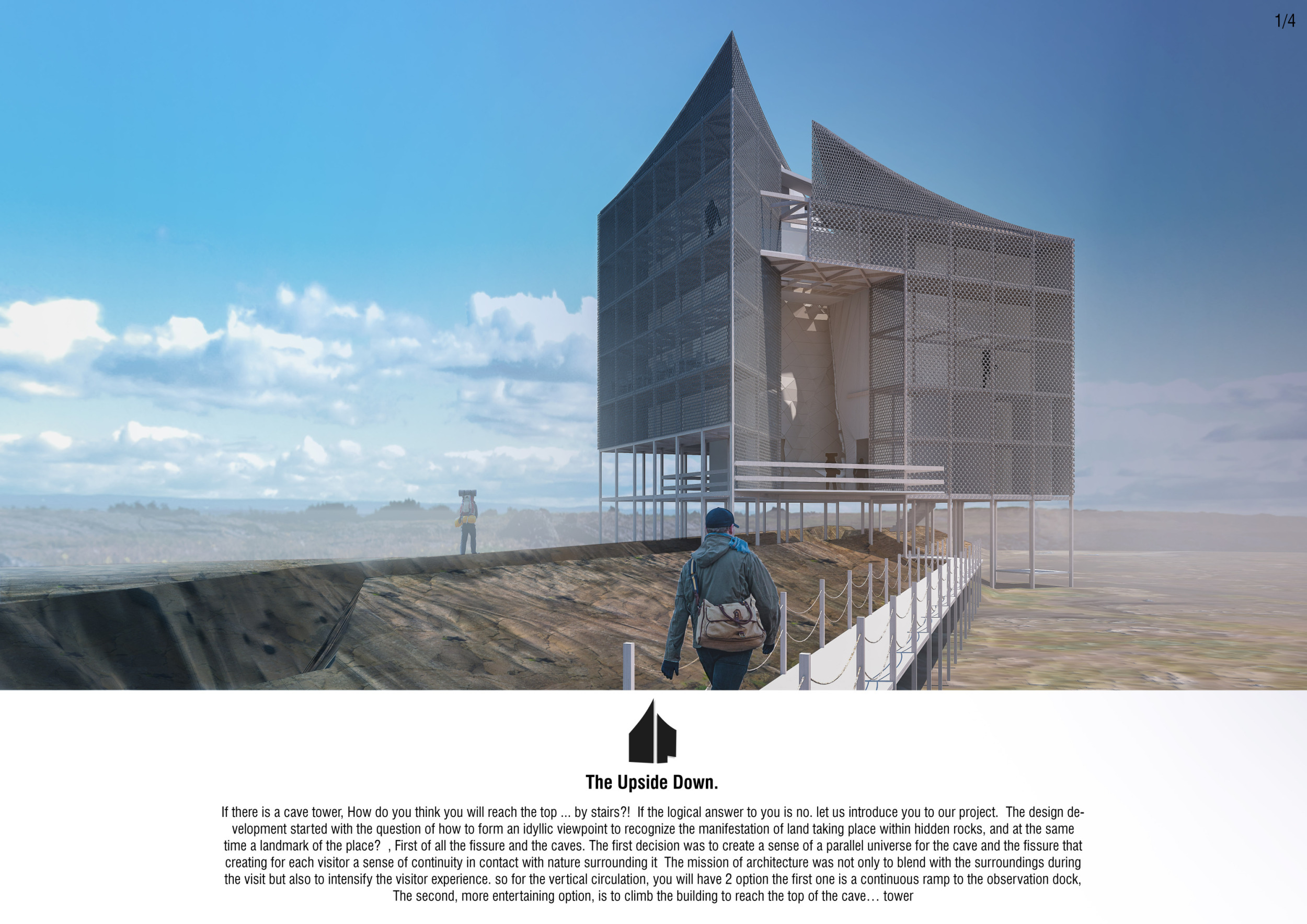 Architecture project // Cave Tower Featuring Timber Climbing Courtyard ...