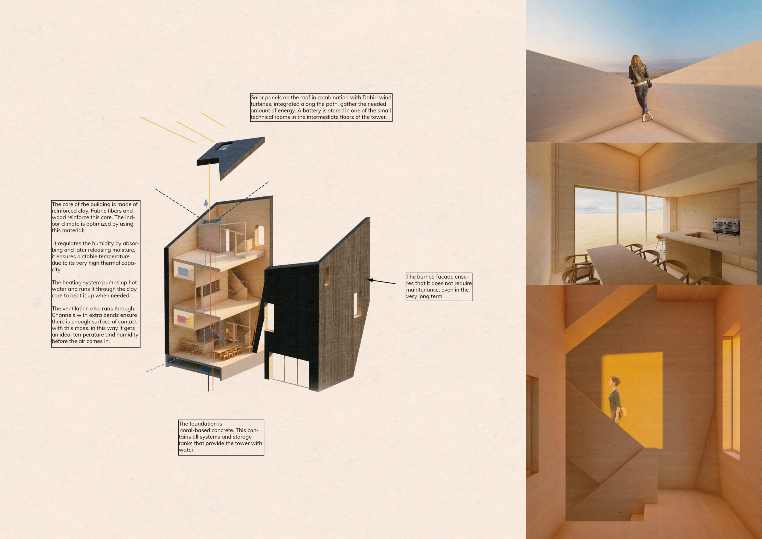 Architecture project // Coral Concrete Watchtower with Thermal ...