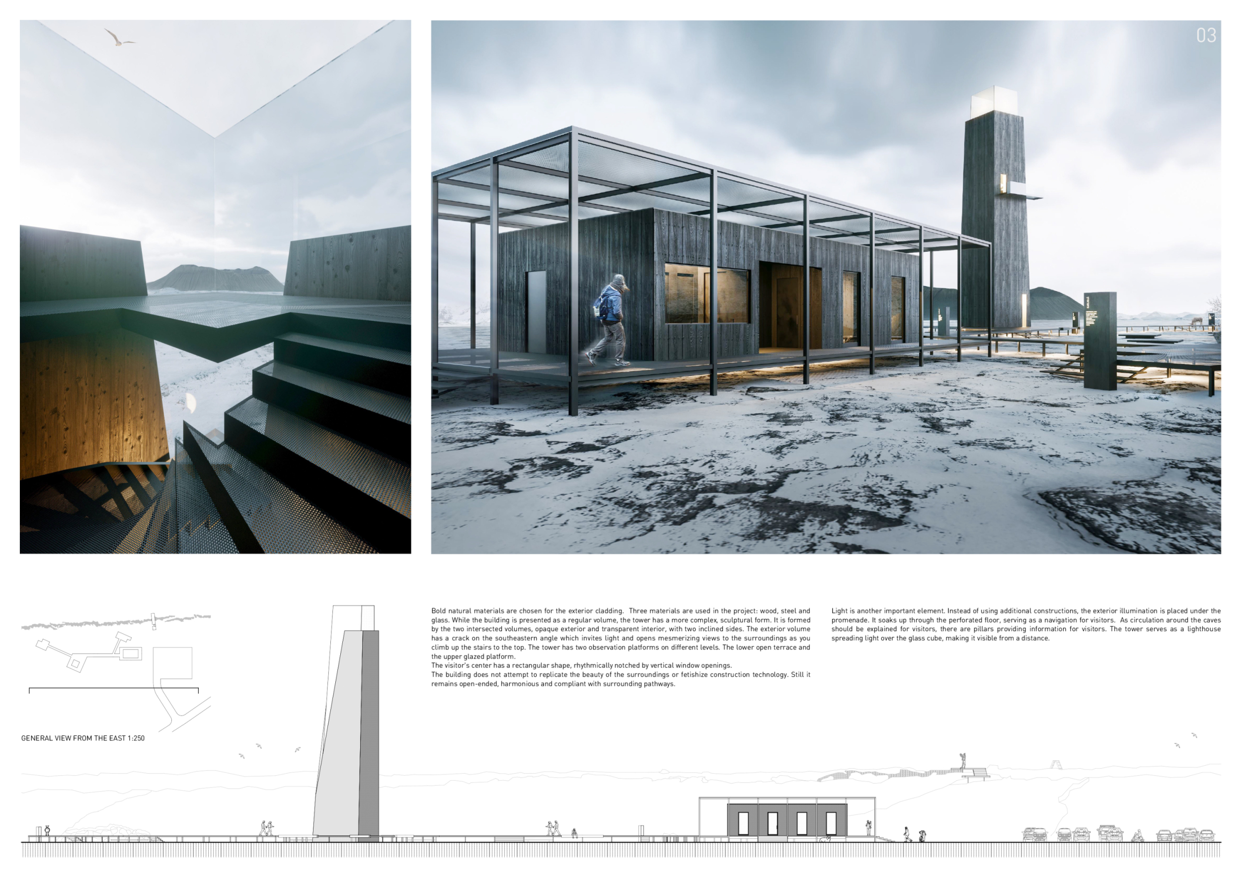 Architecture project // Sculptural Tower with Lifted Pathways and ...