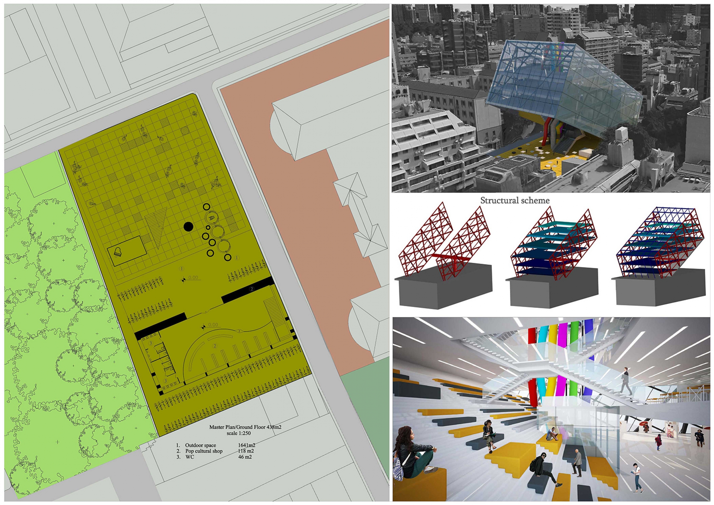 Architecture project // Dynamic Glass Facade and Slanted Steel ...