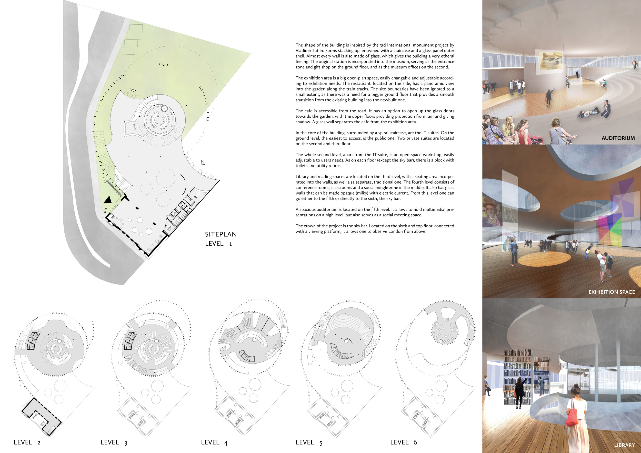 Architecture project // Transparent Glass Façade and Curved Structure ...