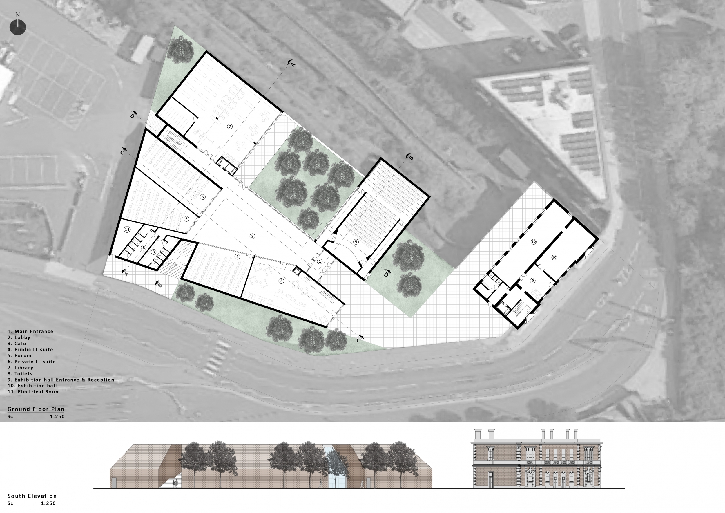 Architecture project // Charred Wooden Shingles and Brick Facade ...