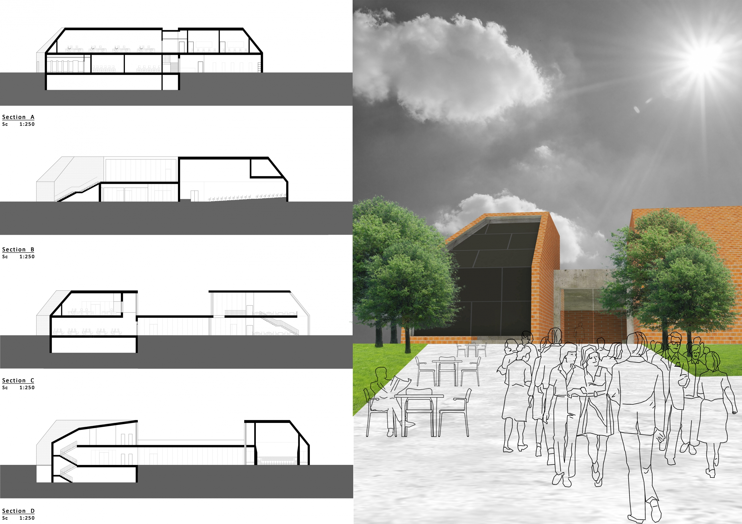 Architecture project // Charred Wooden Shingles and Brick Facade ...