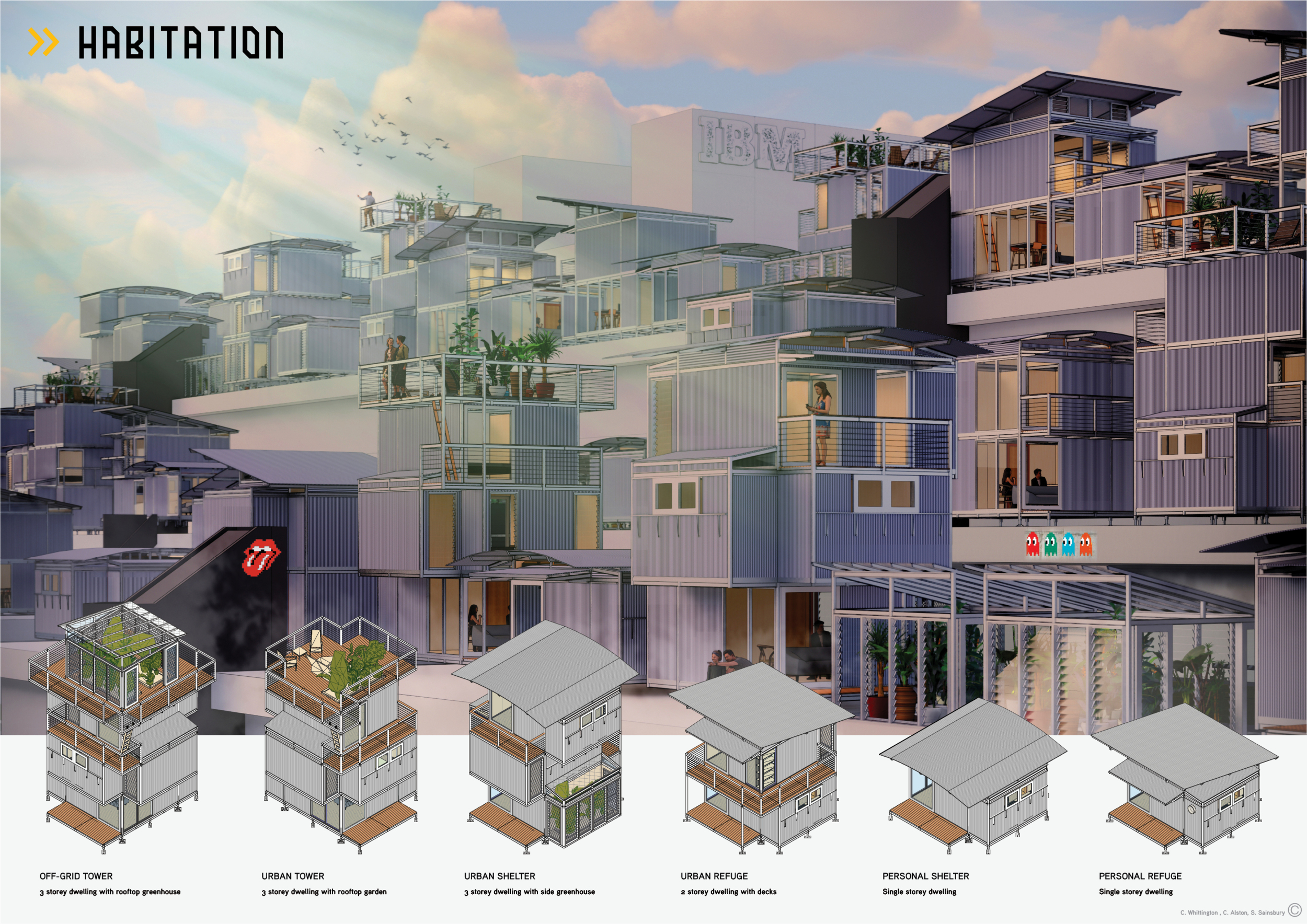 Architecture project // Modular Rooftop Living Integrating Utility Hubs ...