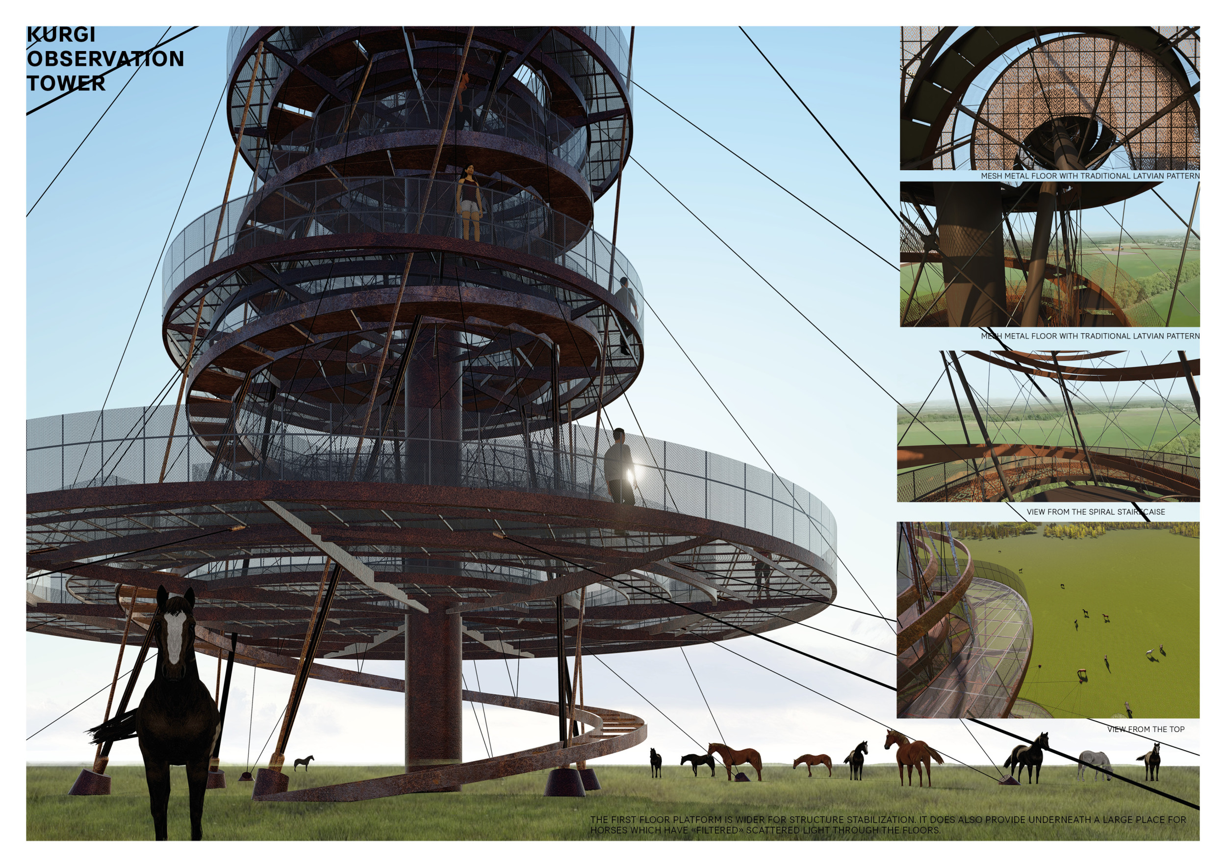 Architecture project // Tensegrity Structure Embraces Corten Steel and ...