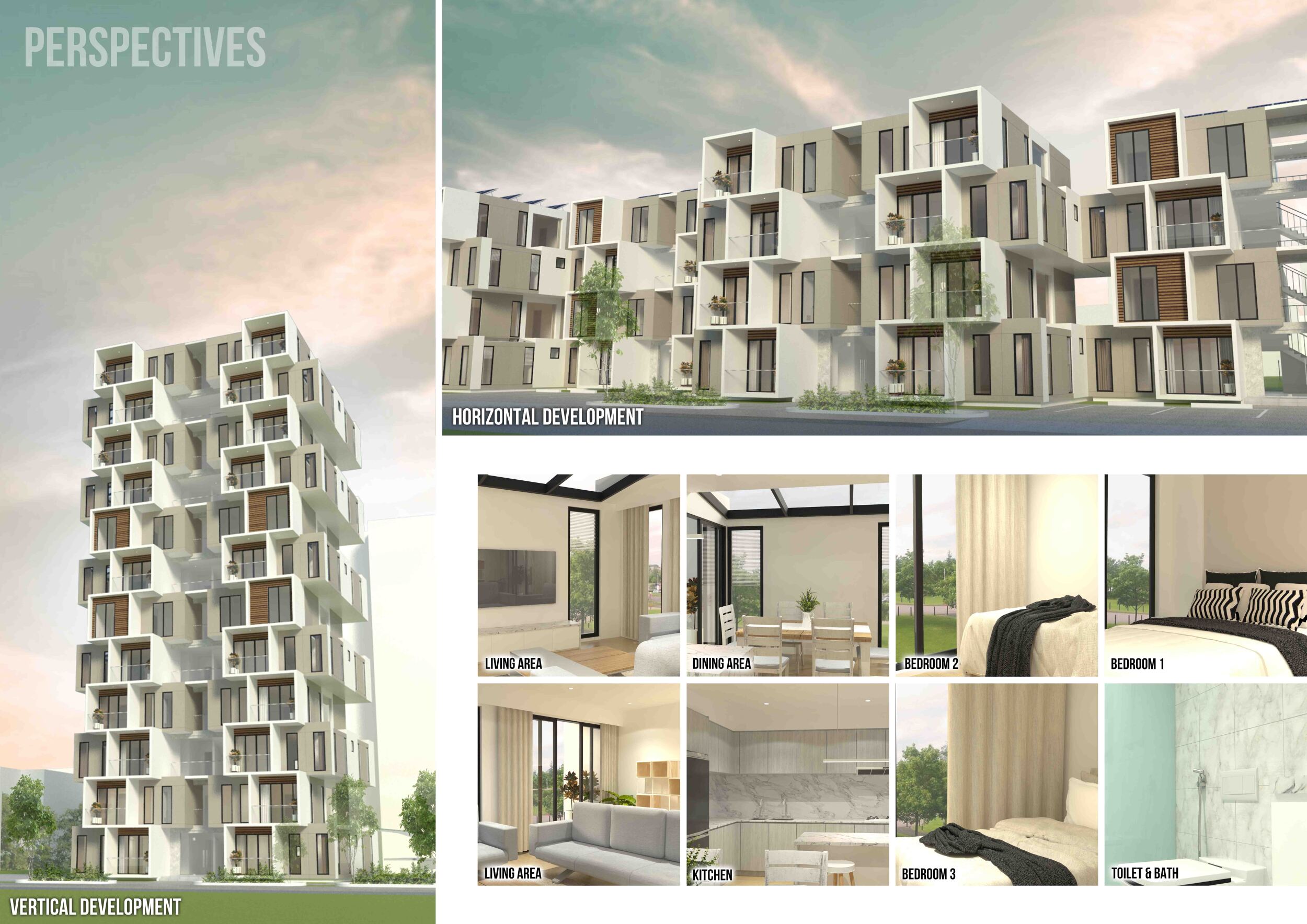 Architecture project // Central Core Housing with Flexible Offset Units