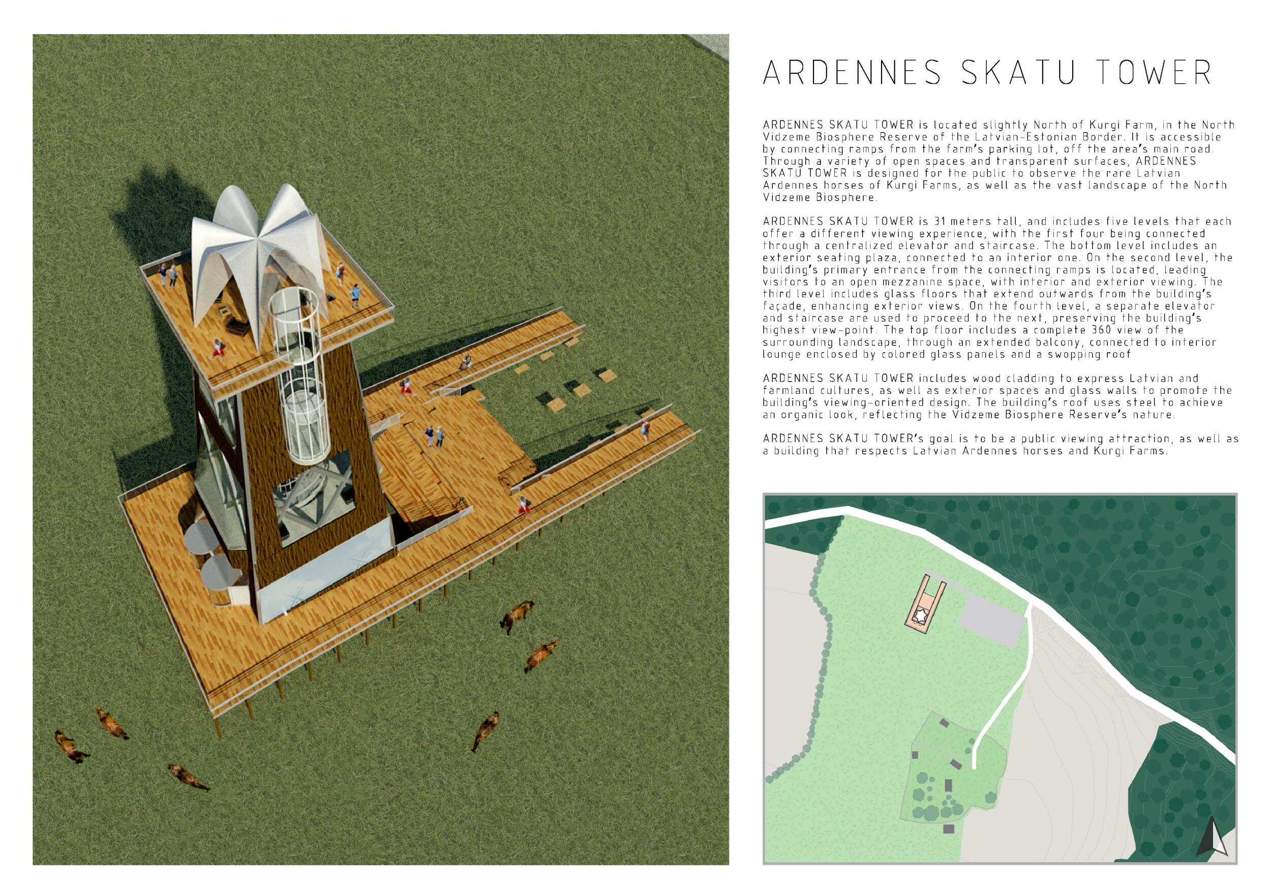 Architecture project // Glass-Floored Observation Tower with Wood ...