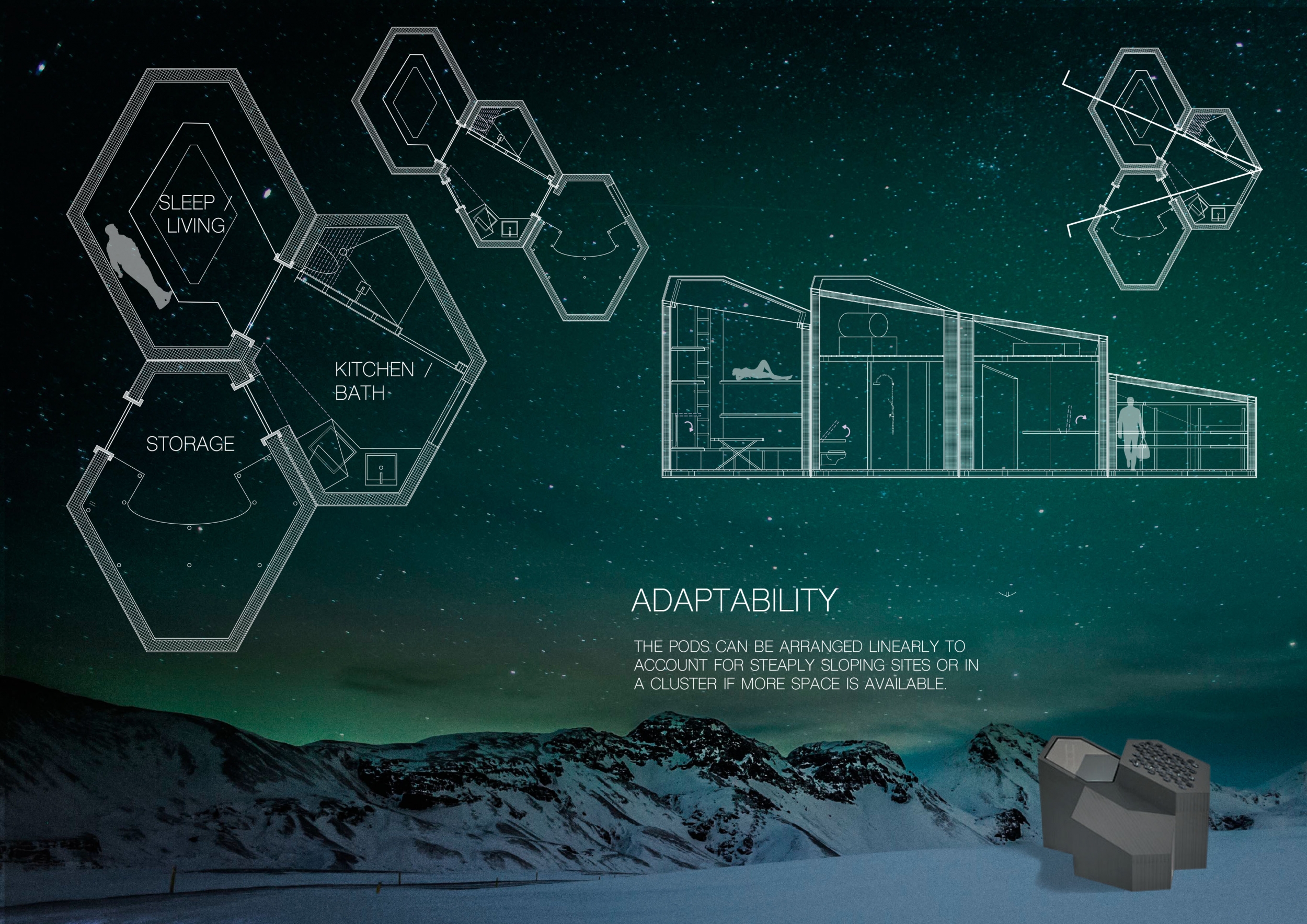 Architecture project // Hexagonal Timber Cabin Emphasizing Energy ...