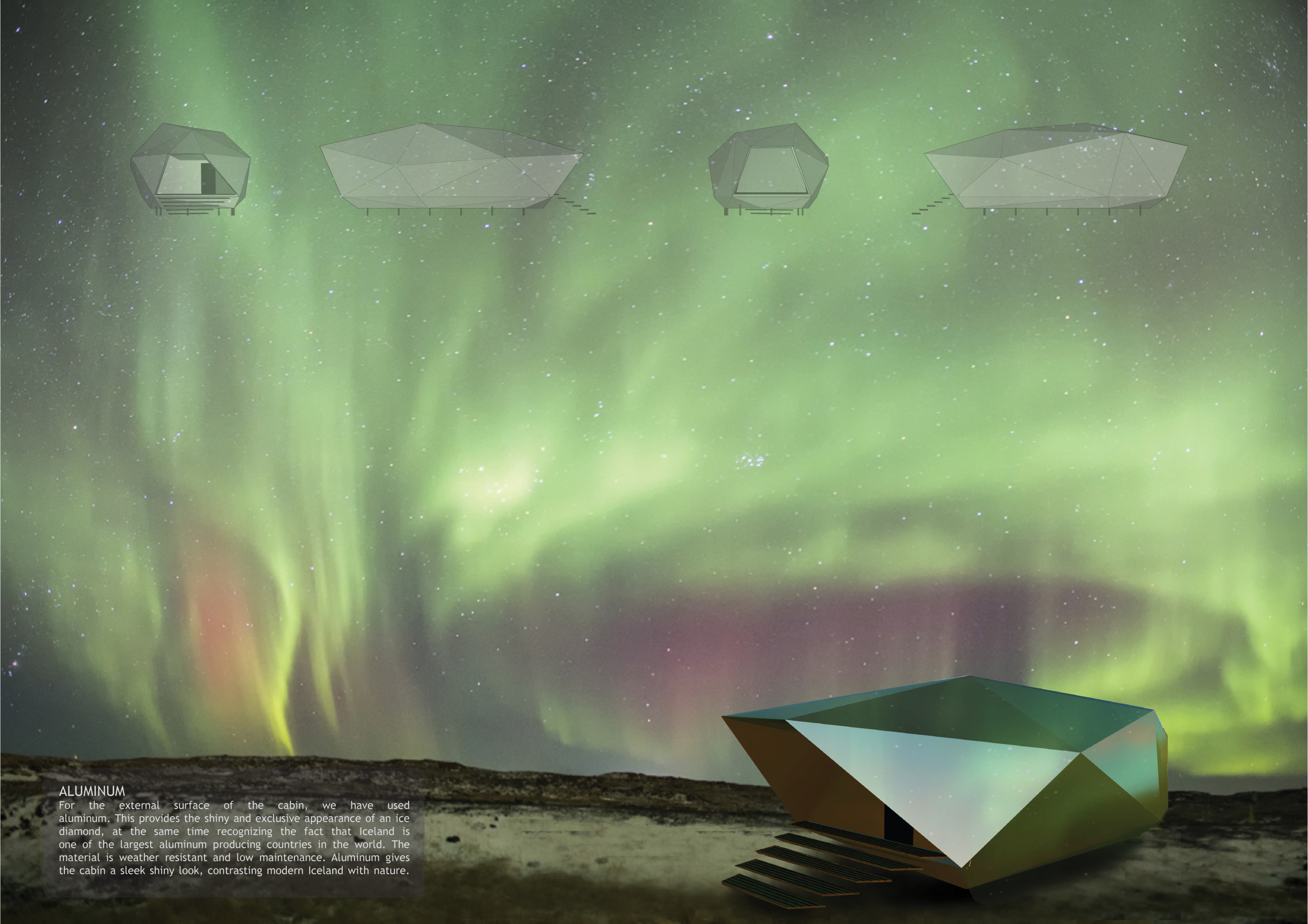 Architecture project // Geometric Cabins Clad in Aluminum and Natural ...
