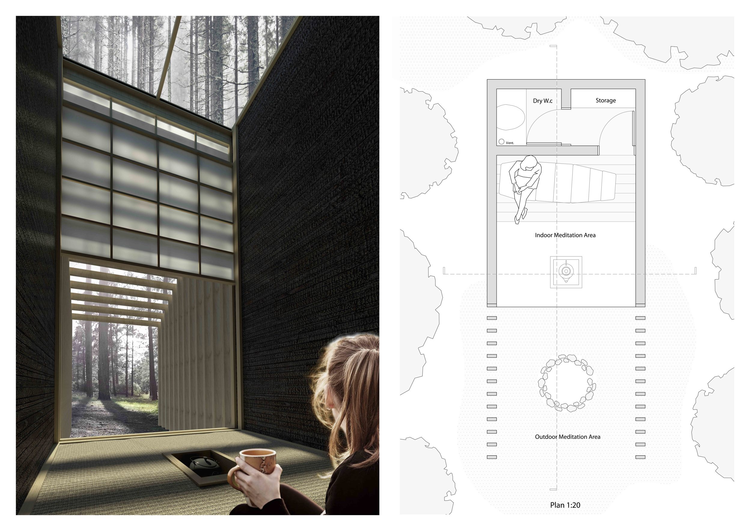 Architecture project // Charred Timber Retreat with Natural Light Flow