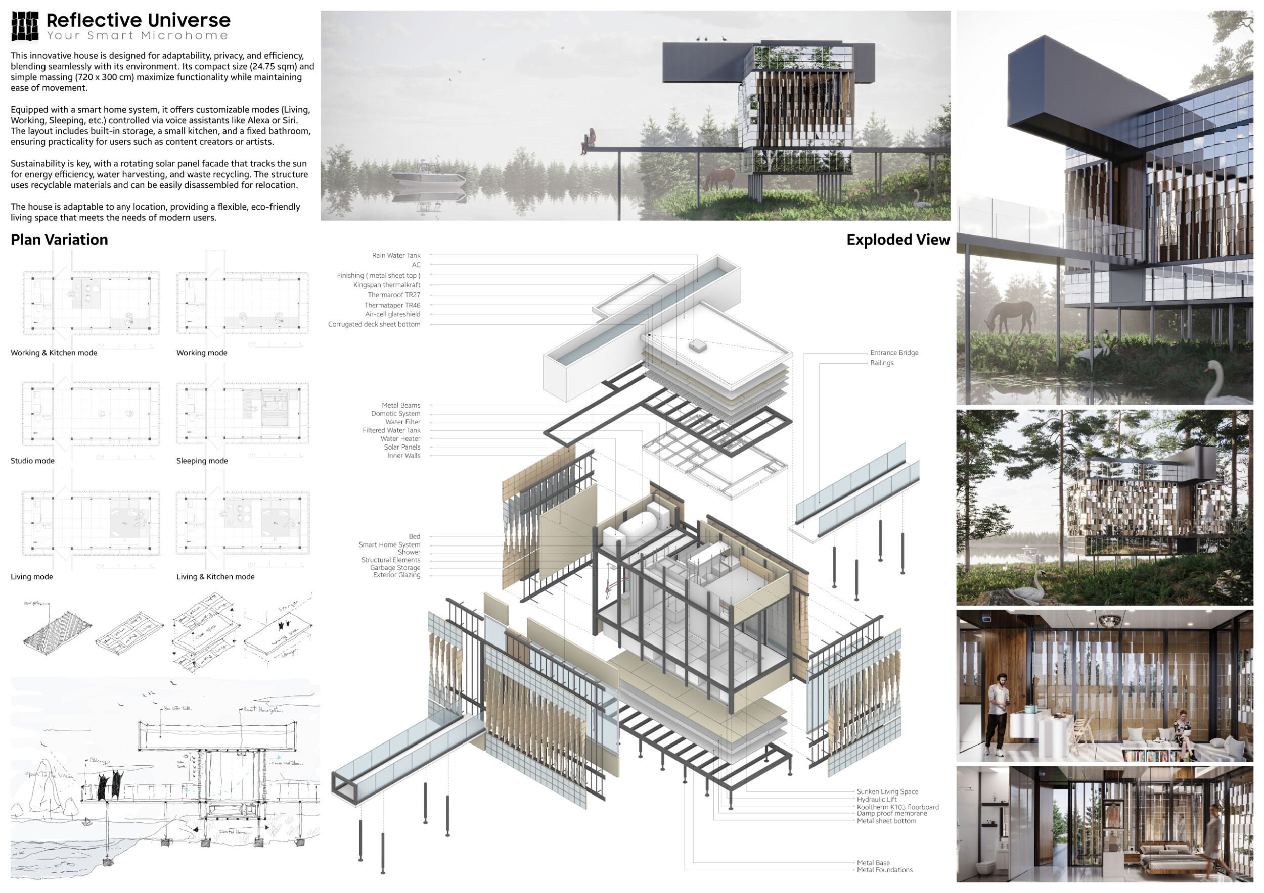 Architecture project // Reflective Facade with Solar Integration and ...