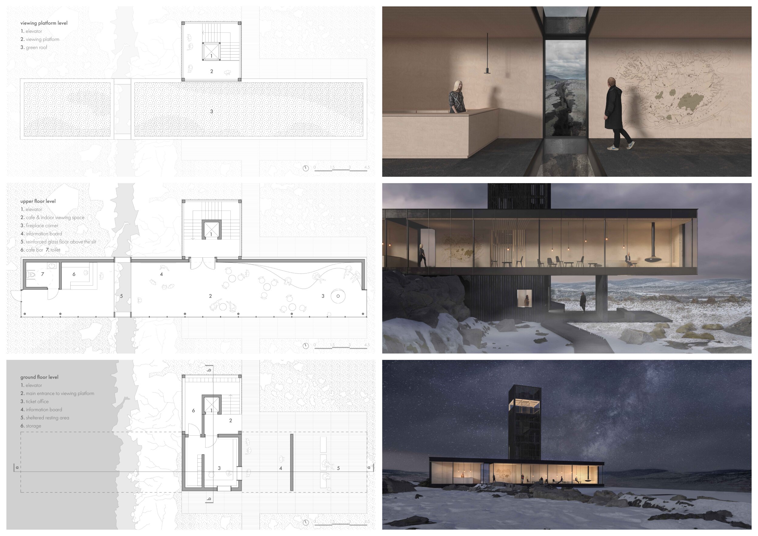 Architecture project // Suspended Café Above a Geological Scar Made ...