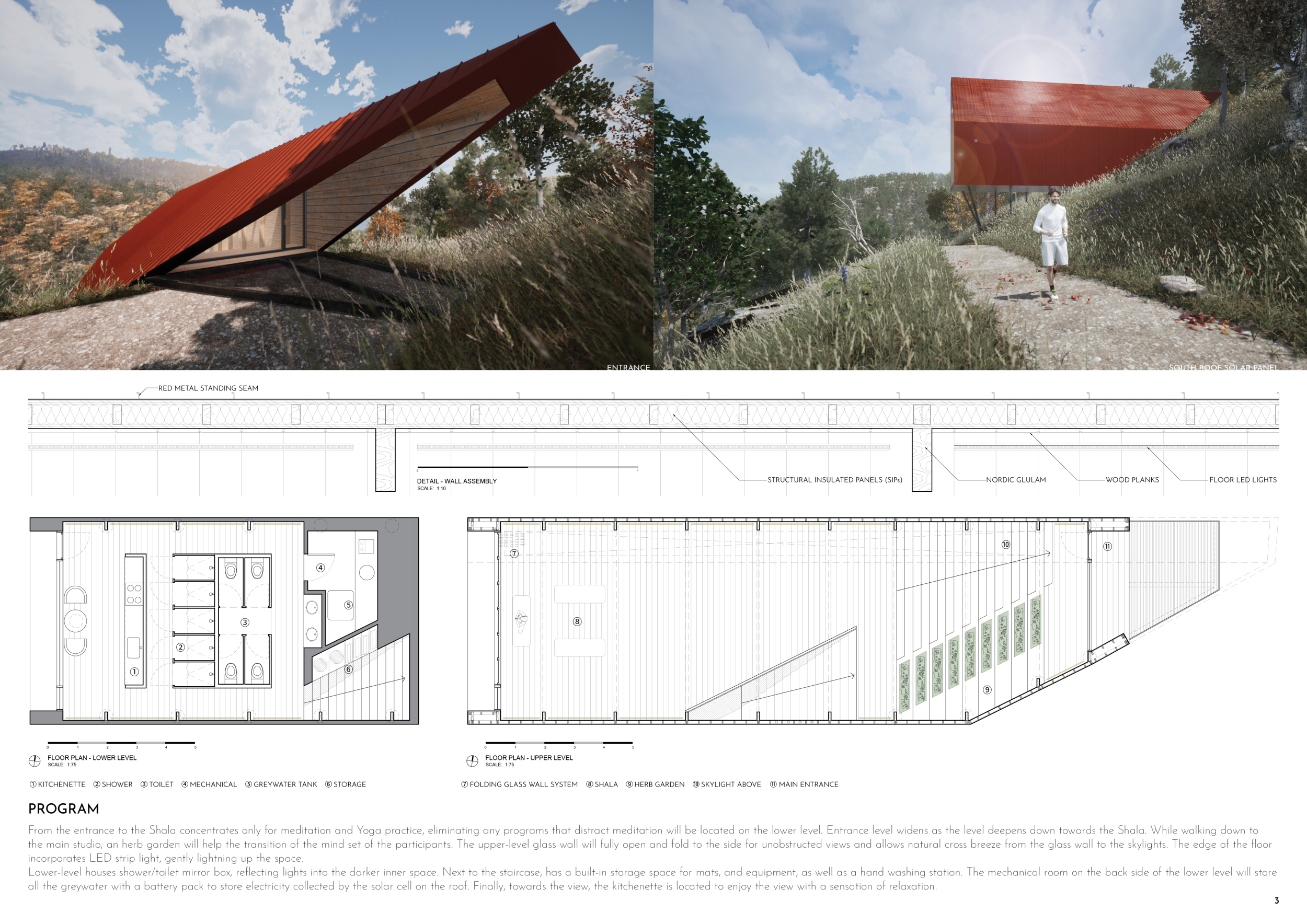 Architecture project // Red Metal Roof and Perovskite Solar Cell in a ...