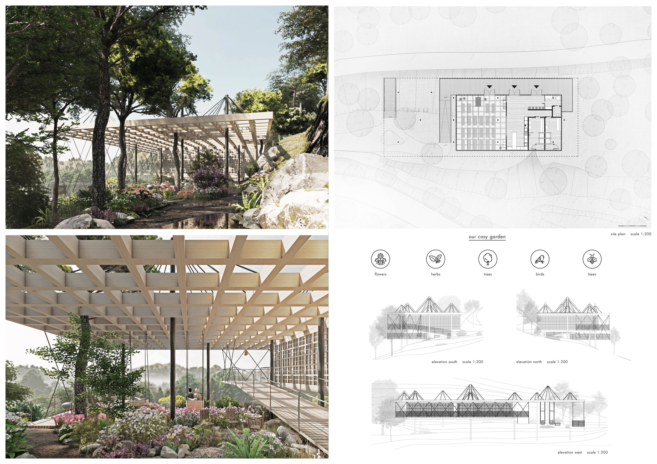 Architecture project // Suspended Refuge Framed by Cork and Timber in ...
