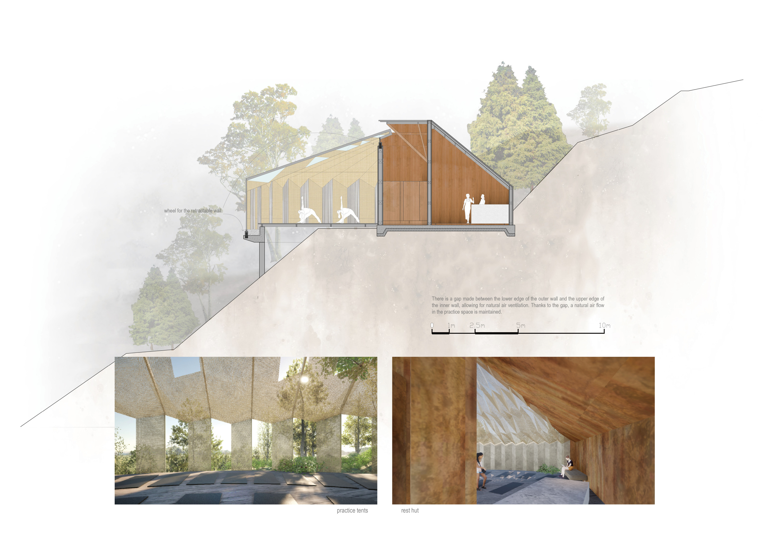 Architecture project // Retractable Yoga Studio with Curved Form and ...