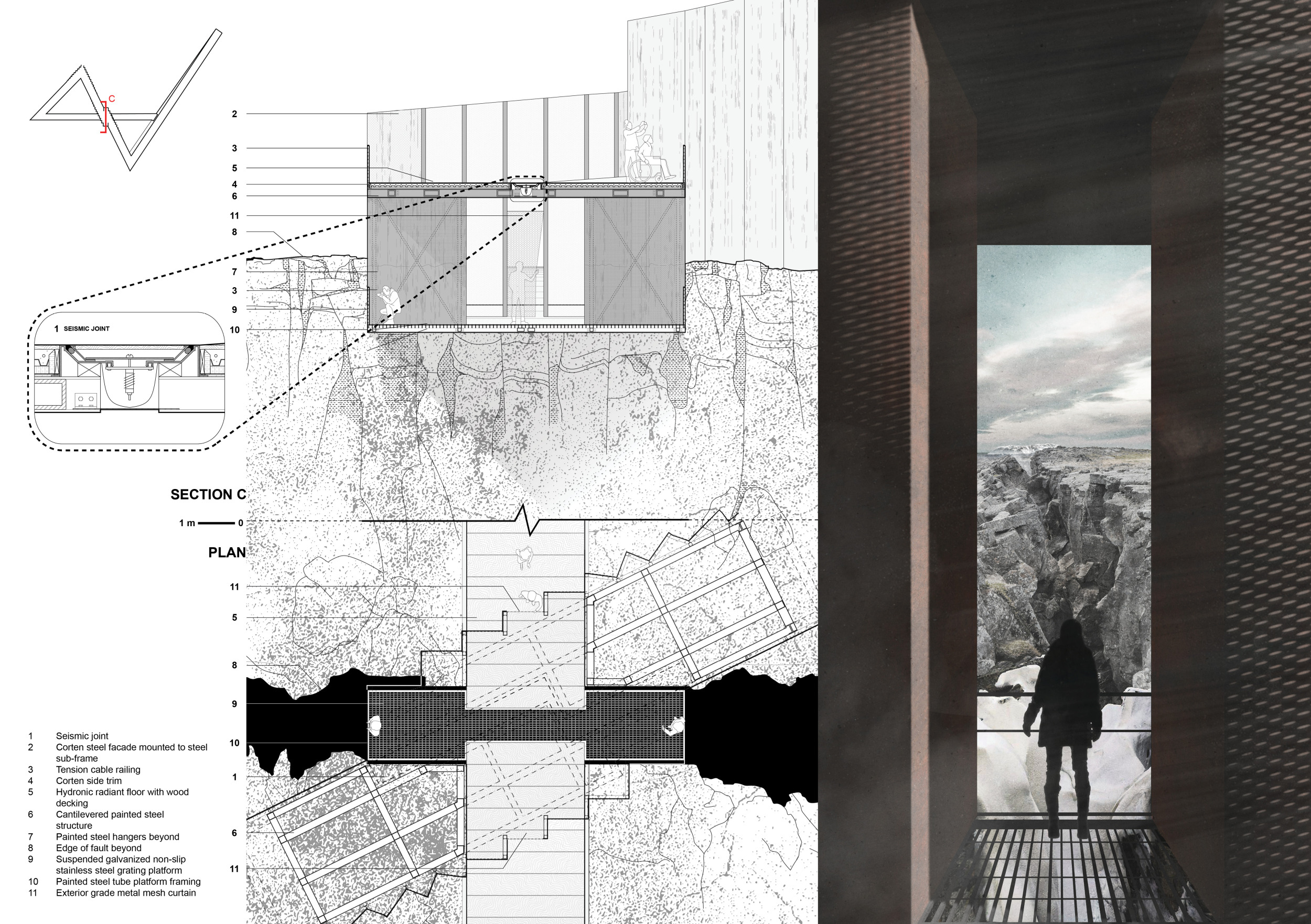 Architecture project // Corten Steel Pathway Bridging Geothermal ...