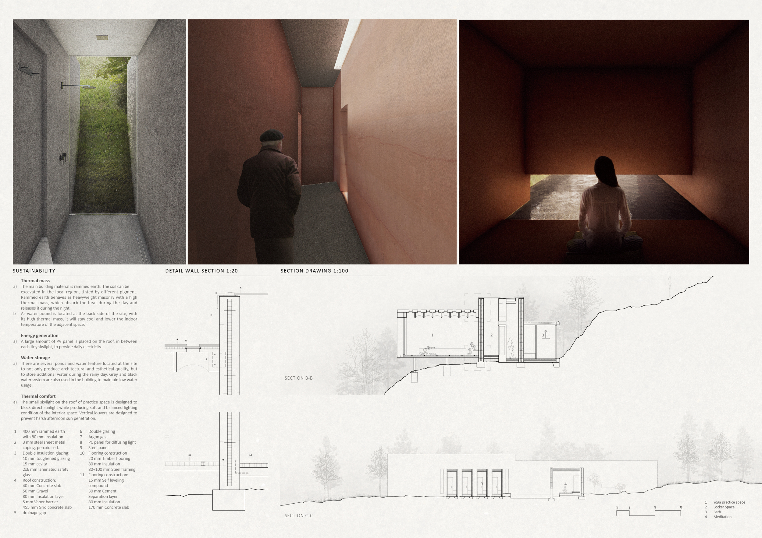 Architecture project // Rammed Earth Walls and Flowing Water in a ...